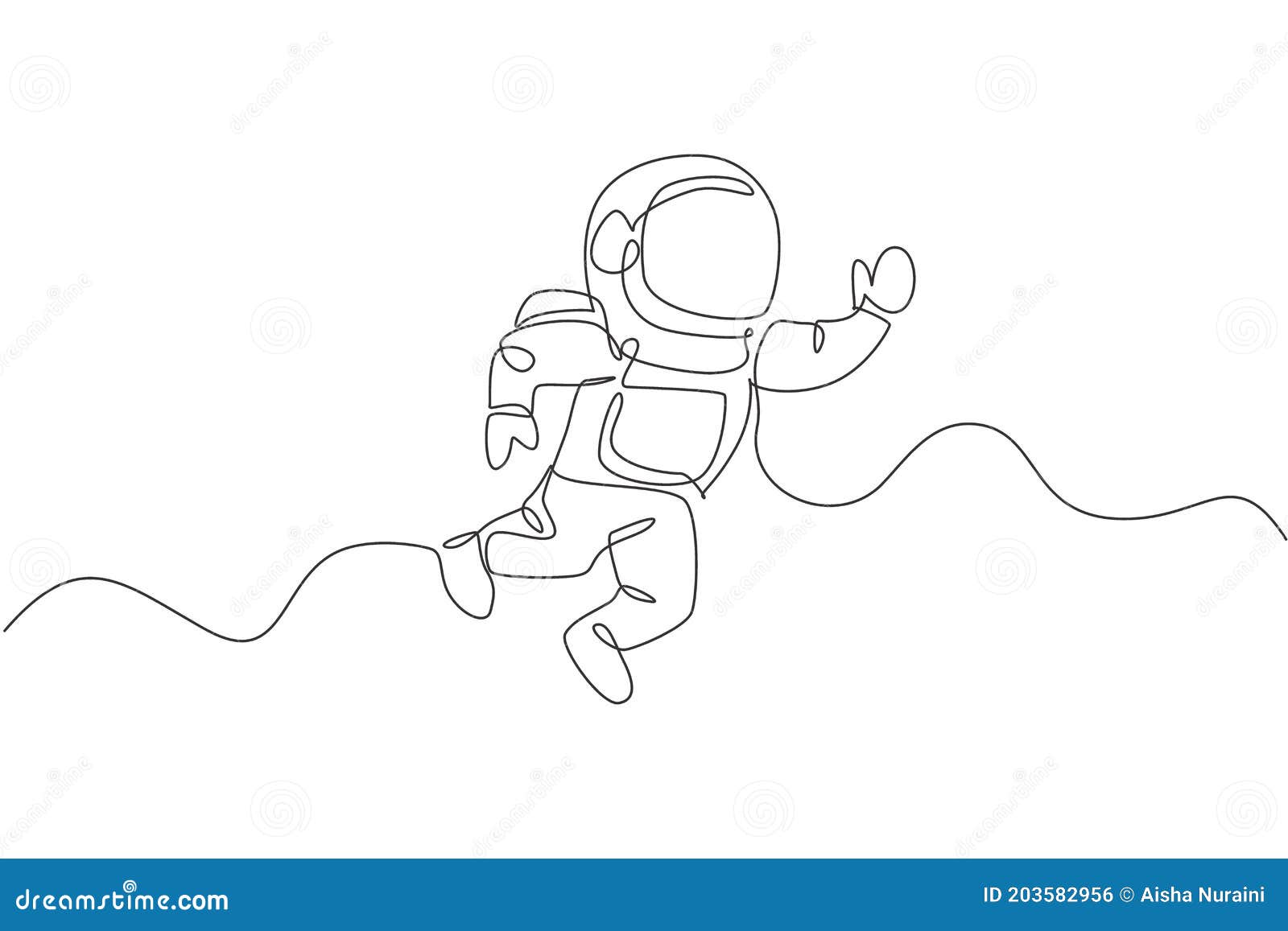 One Continuous Line Drawing of Young Astronaut Scientist Exploring ...