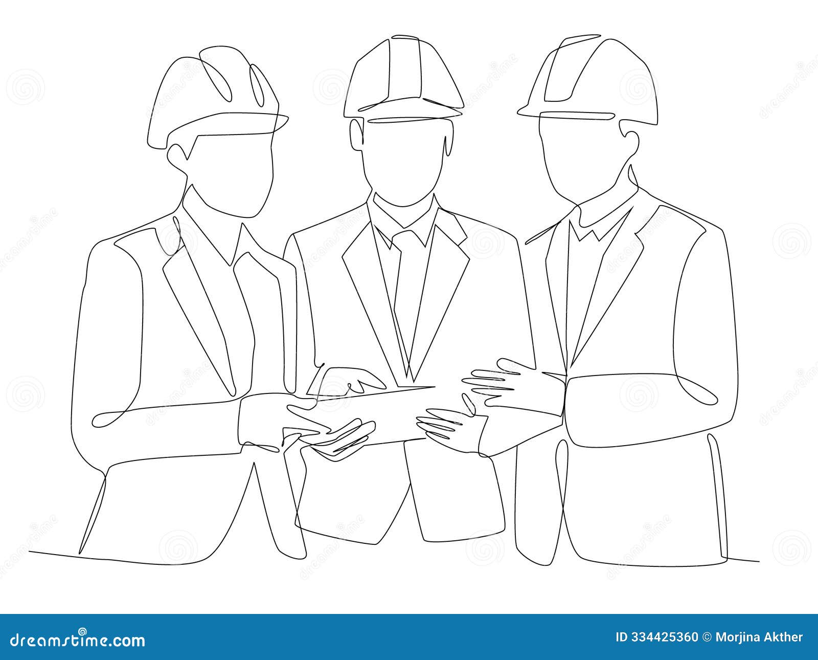 One Continuous Line Drawing of Young Construction. Stock Illustration ...