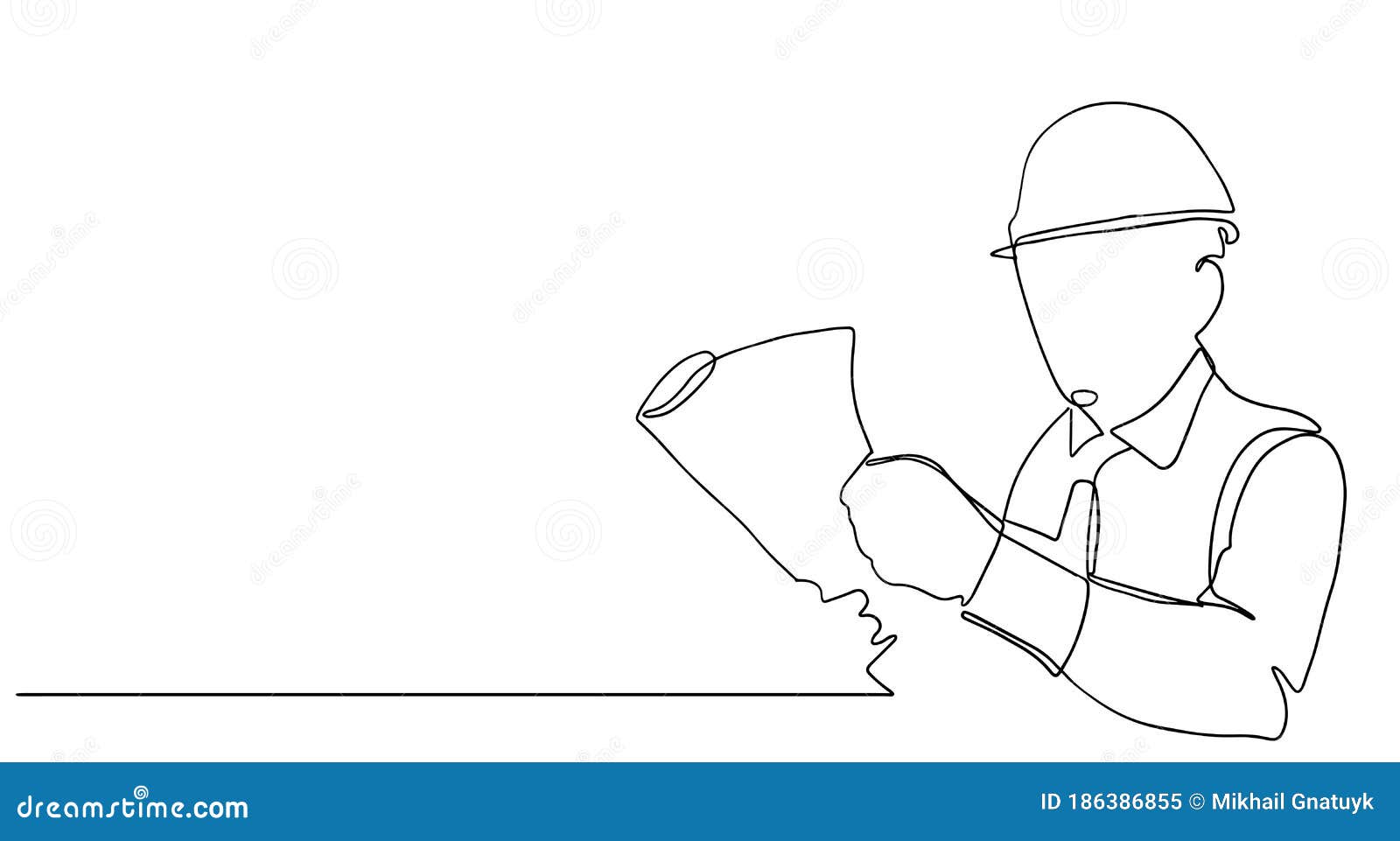 One Continuous Line Drawing of Young Foreman Manager Controlling the ...