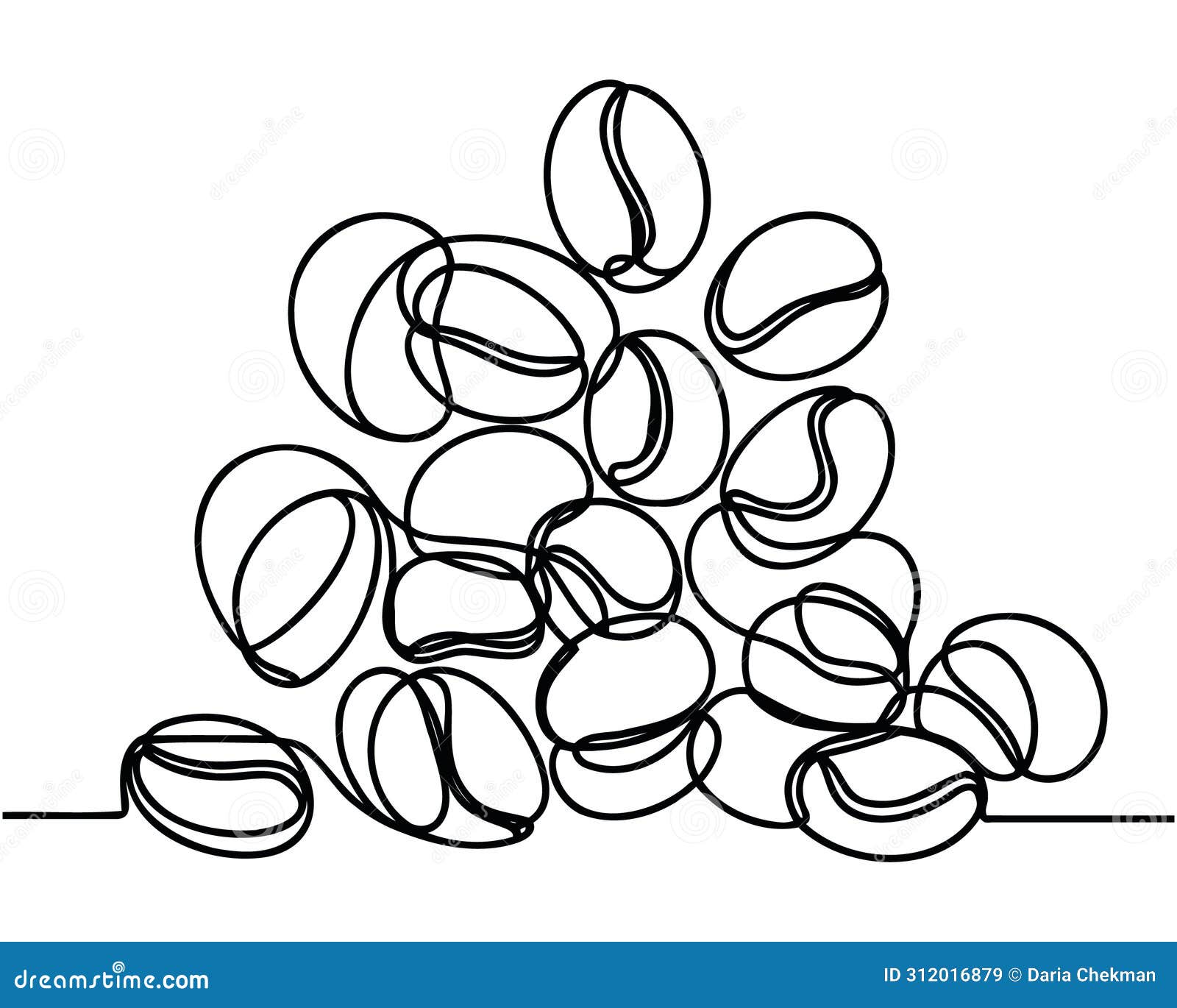 One Continuous Line Draws Coffee Beans Stock Vector - Illustration of ...