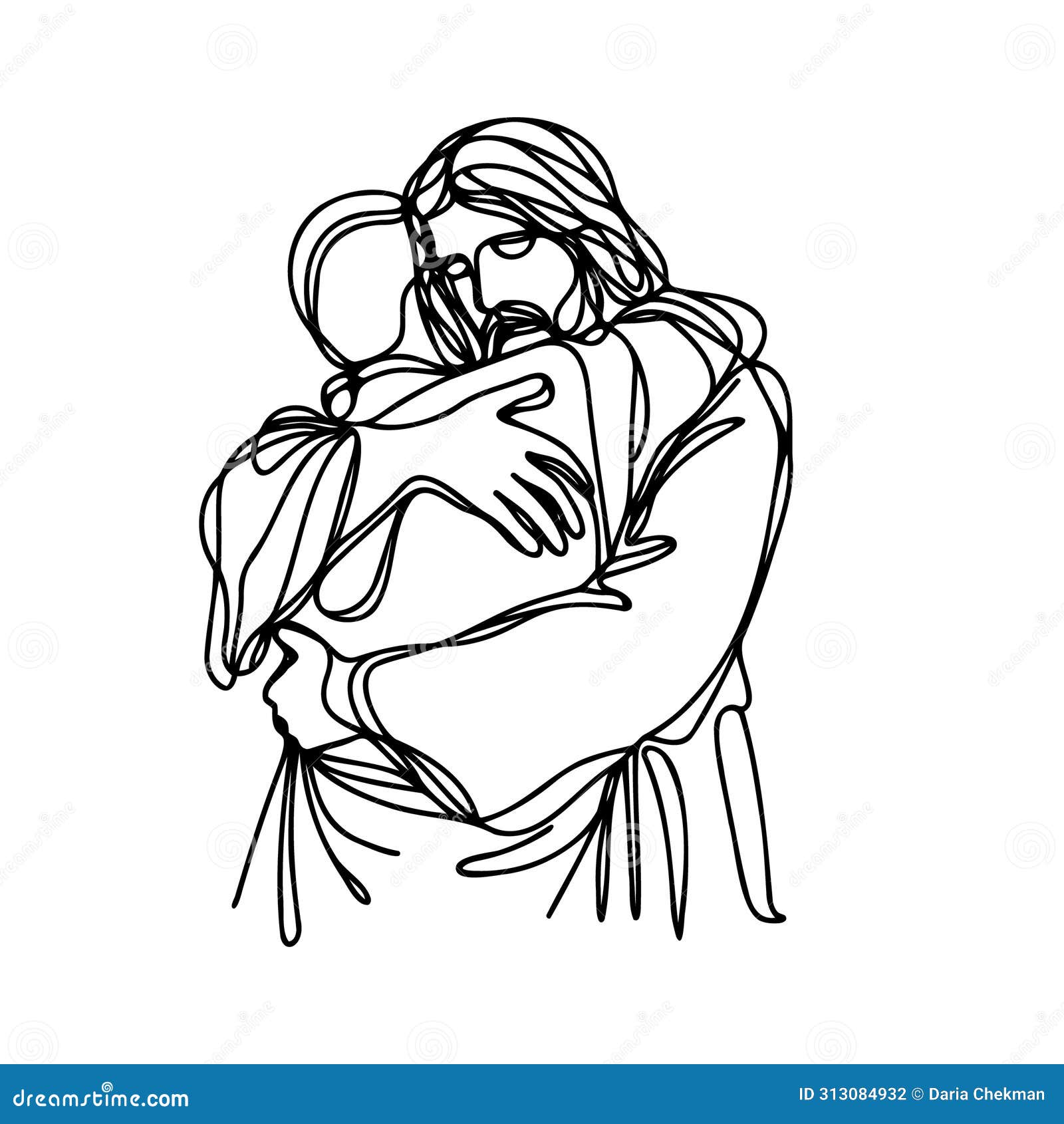 One Continuous Line Draws Jesus Hugging a Sinner Stock Vector ...