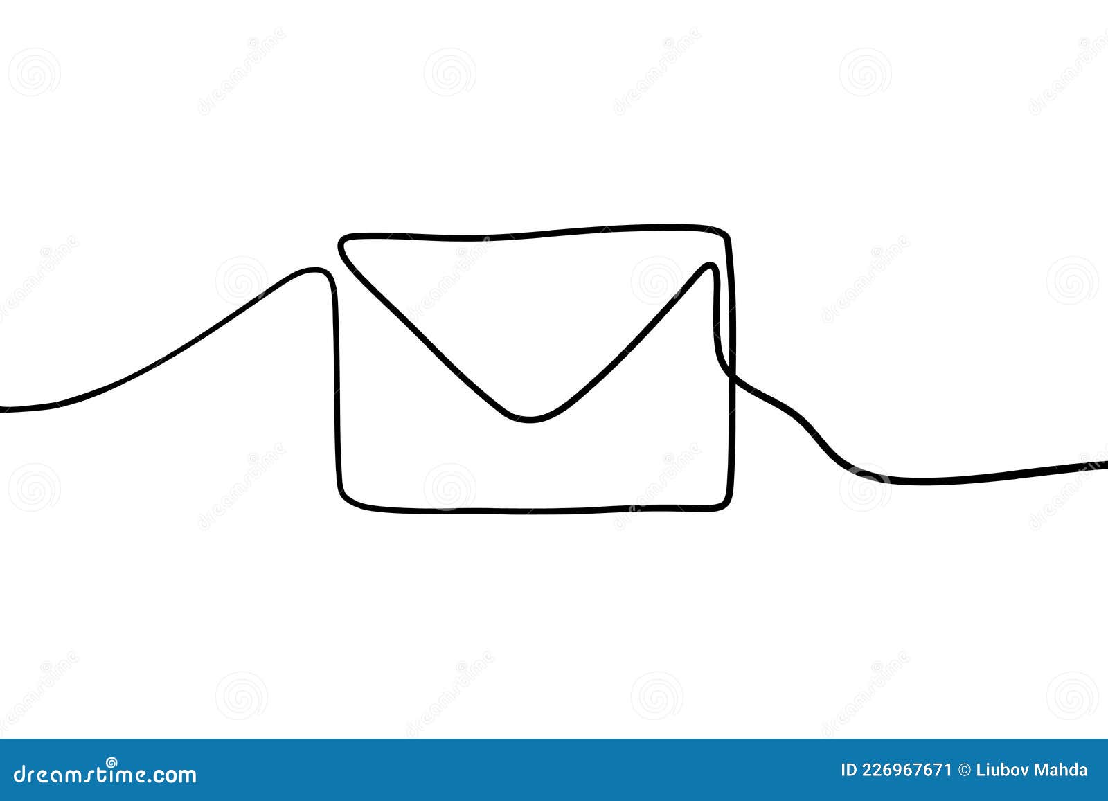 One Continuous Line Envelope Drawing. Email Message Outline Sketch ...
