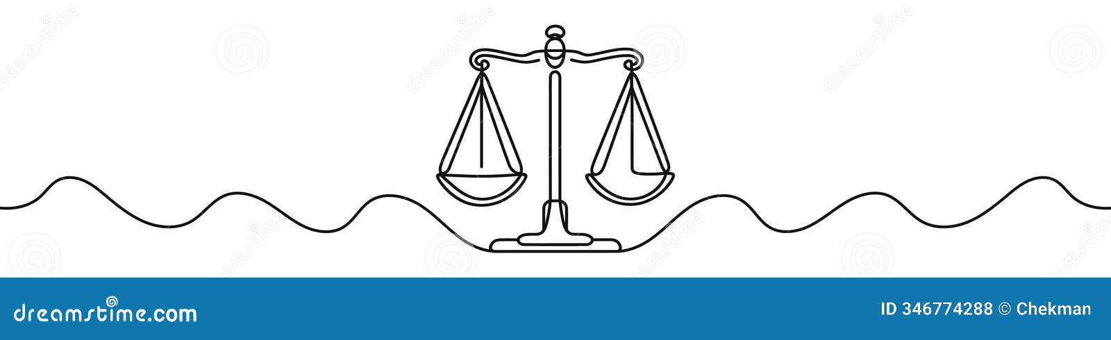 One Continuous Line Illustration of a Balance Scale. Line Art of a ...