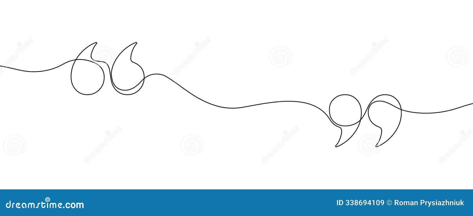 One Continuous Line Illustration Of Quote Mark Icons. Continuous Line ...