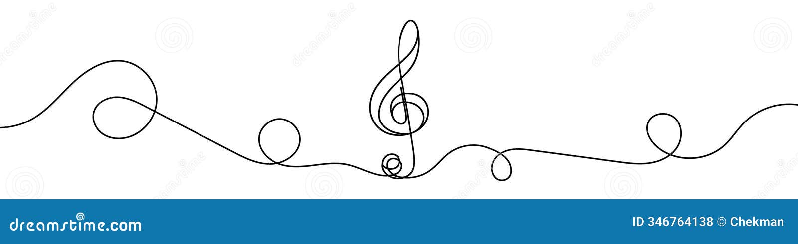 One Continuous Line Illustration of a Treble Clef. Line Art of Treble ...