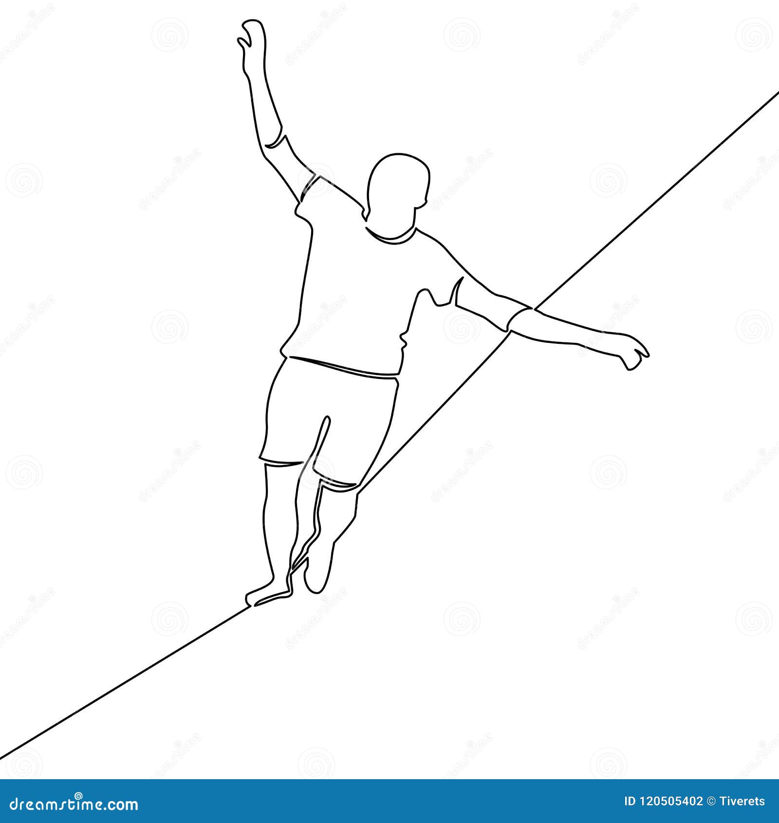 One Continuous Line Man Walking a Tightrope Stock Vector - Illustration ...