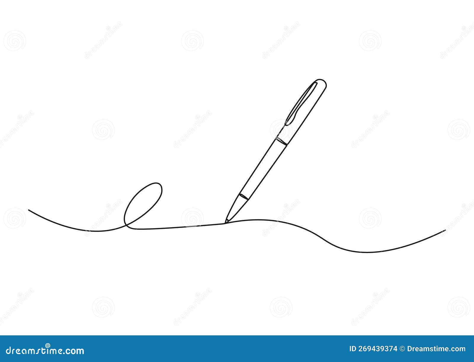 One Continuous Line of Pen Writing on a Sheet. Vector Illustration ...