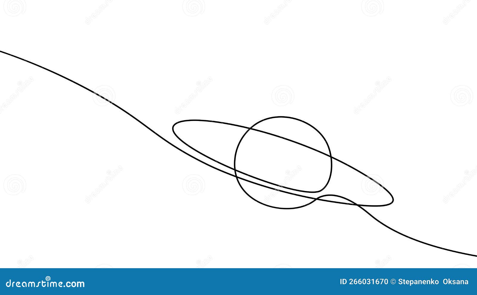 One Continuous Line Saturn Planet Astronomy Concept. Space Logo Orbinal ...