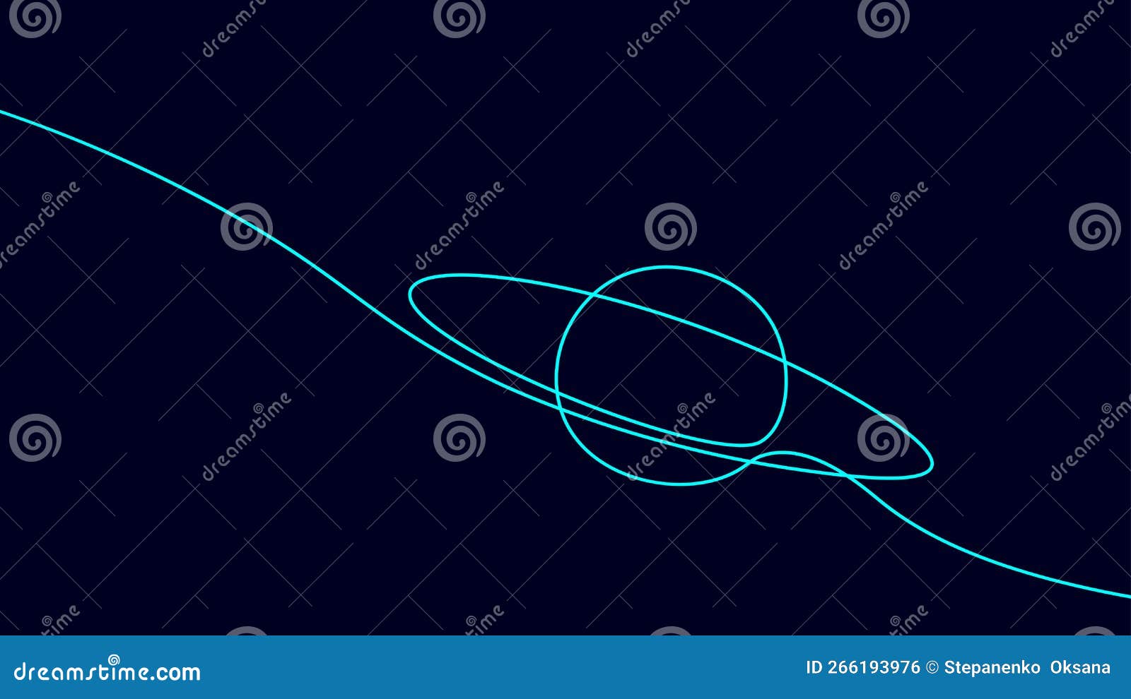 One Continuous Line Saturn Planet Astronomy Concept. Space Logo Orbinal ...