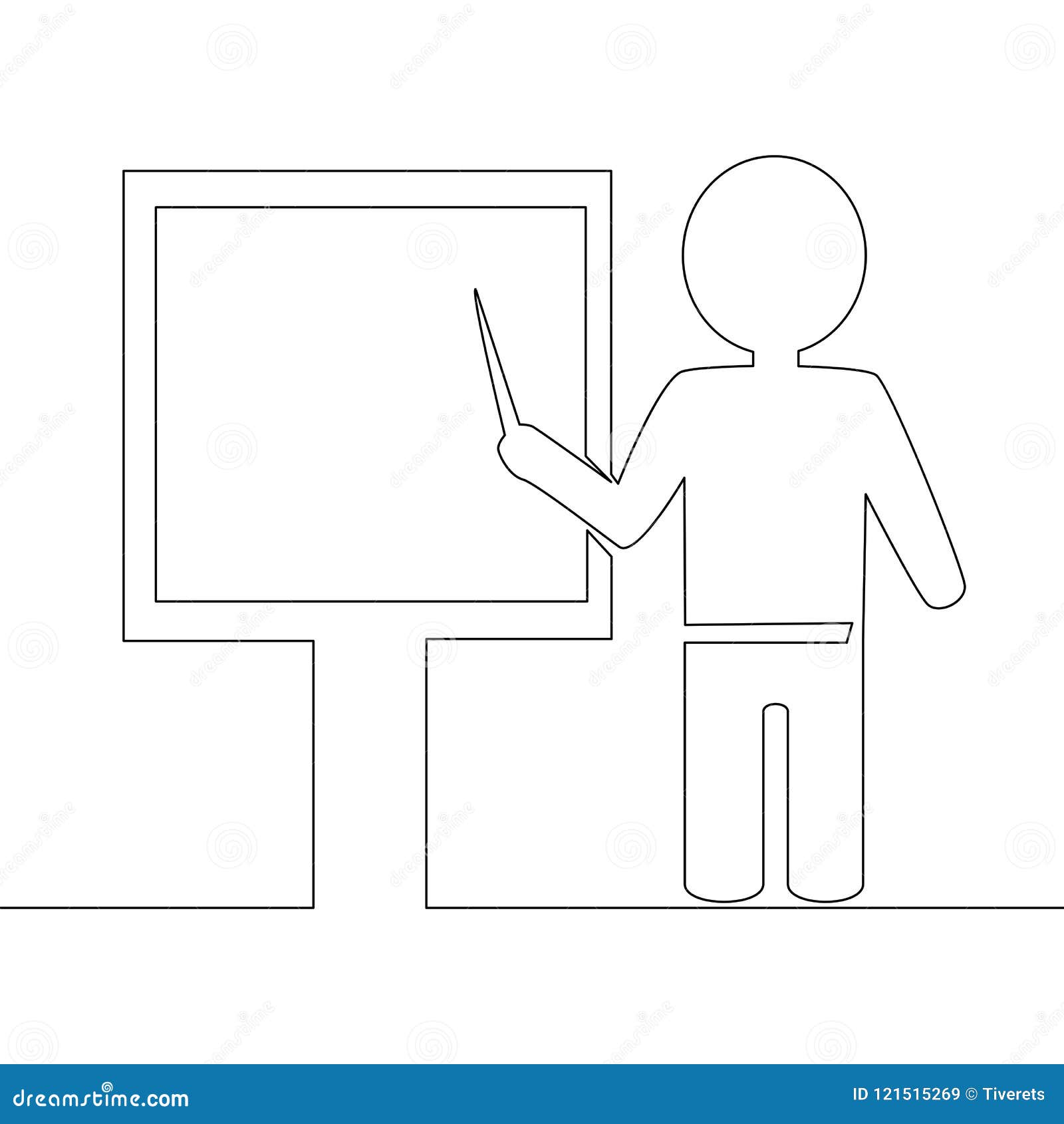 One Continuous Line Tutor Pointing at Blackboard Stock Vector ...