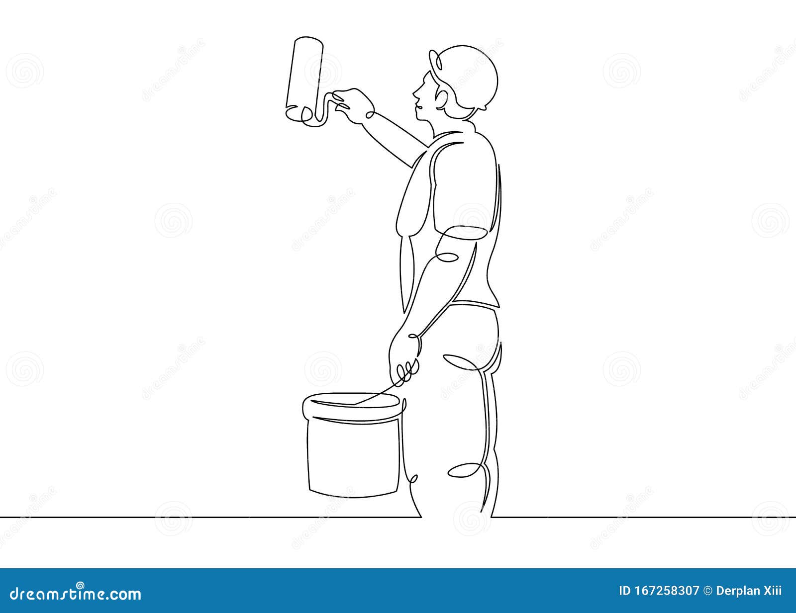 House painter builder stock illustration. Illustration of outline ...