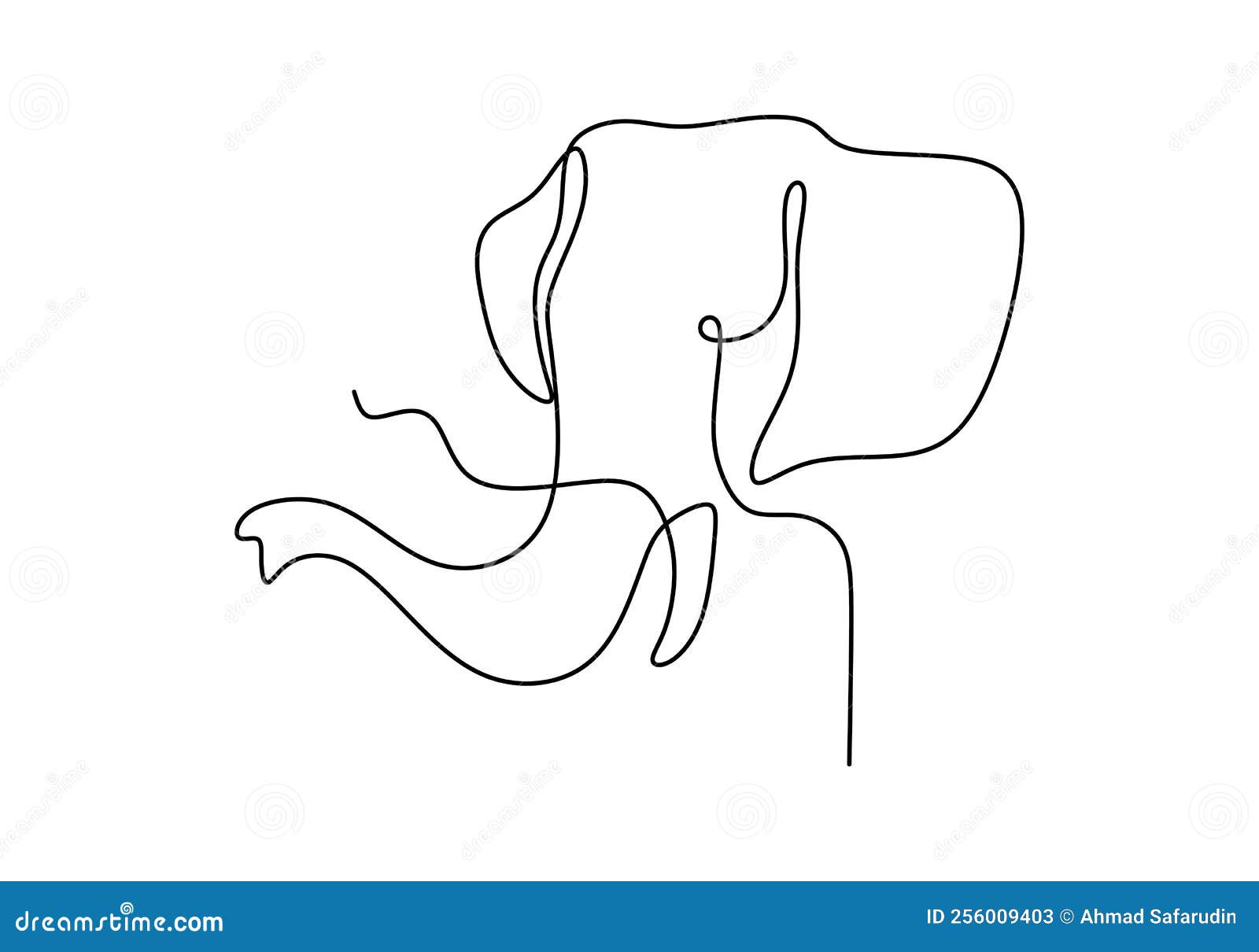 One Continuous Single Line of Big Elephant Head for World Elephant Day ...