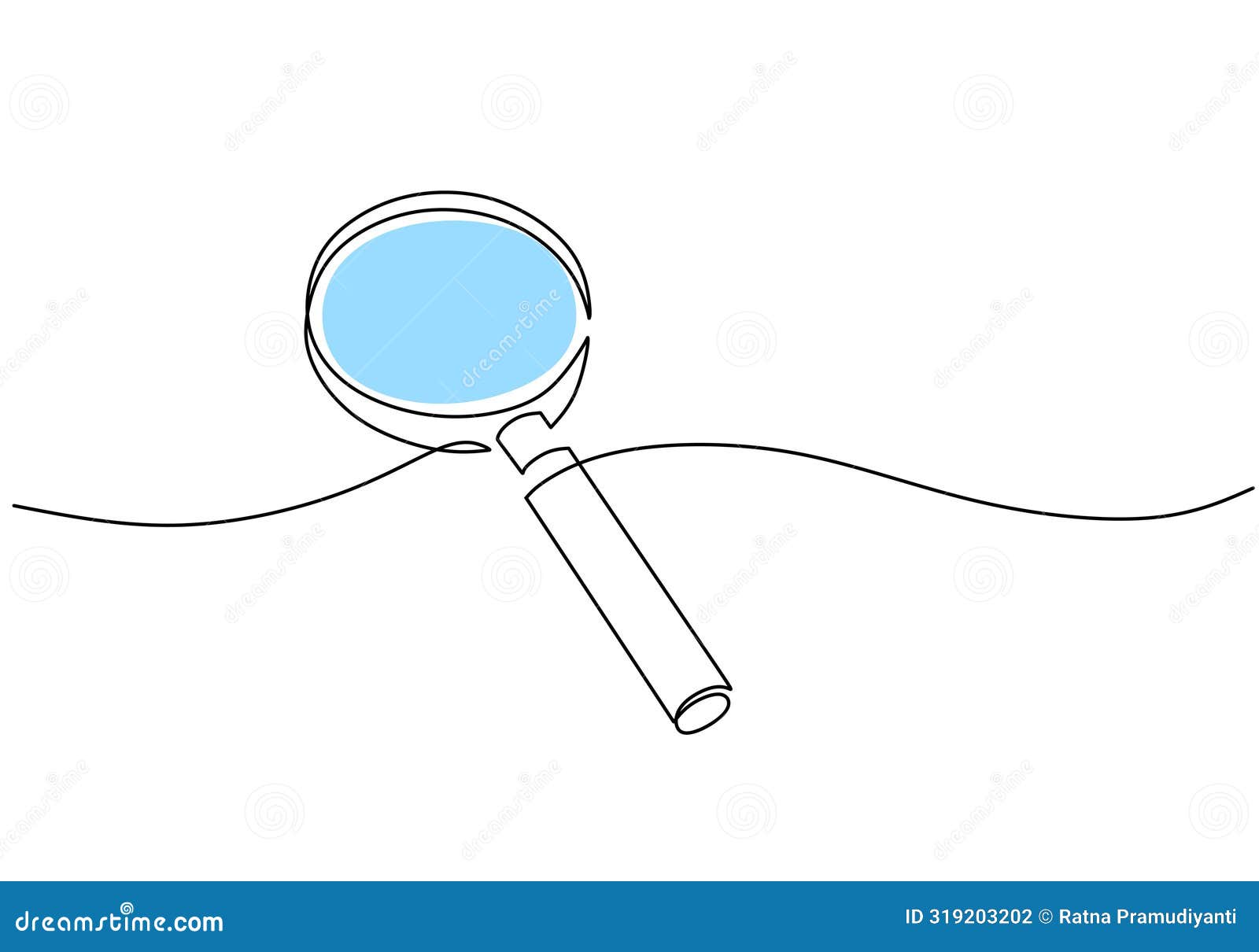 One Continuous Single Line of Big Magnifier on White Background Stock ...