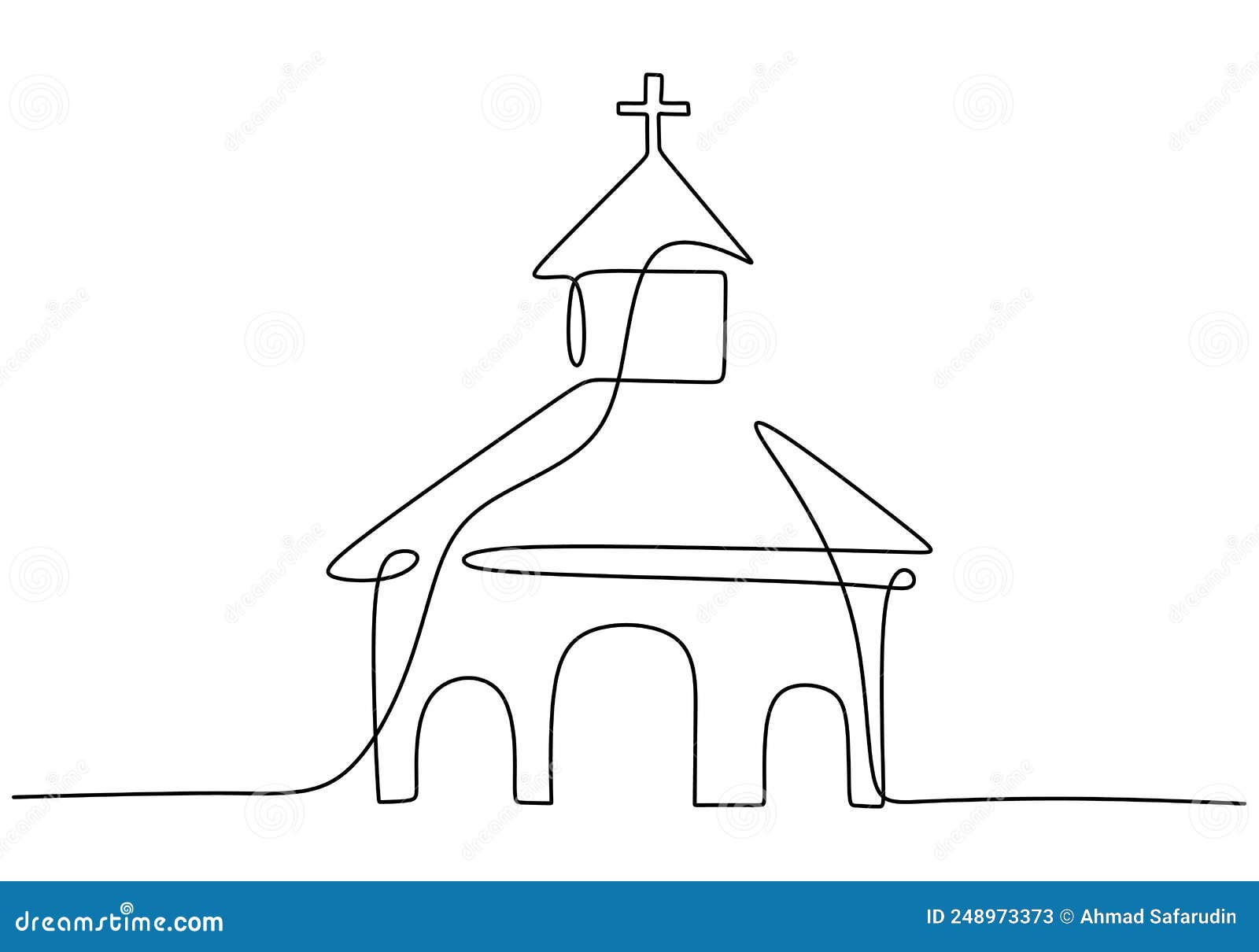One Continuous Single Line of Church Isolated on White Background Stock ... One Continuous Single Line of Church Isolated on White Background Stock ...