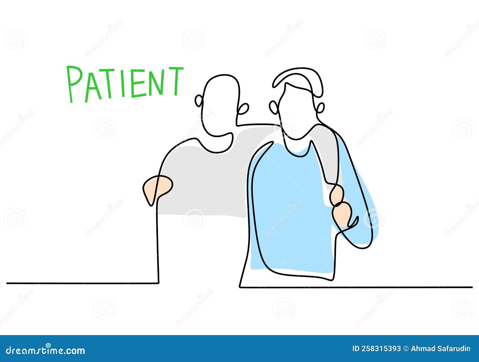 One Continuous Single Line of Doctor Help Patient Isolated on White ...