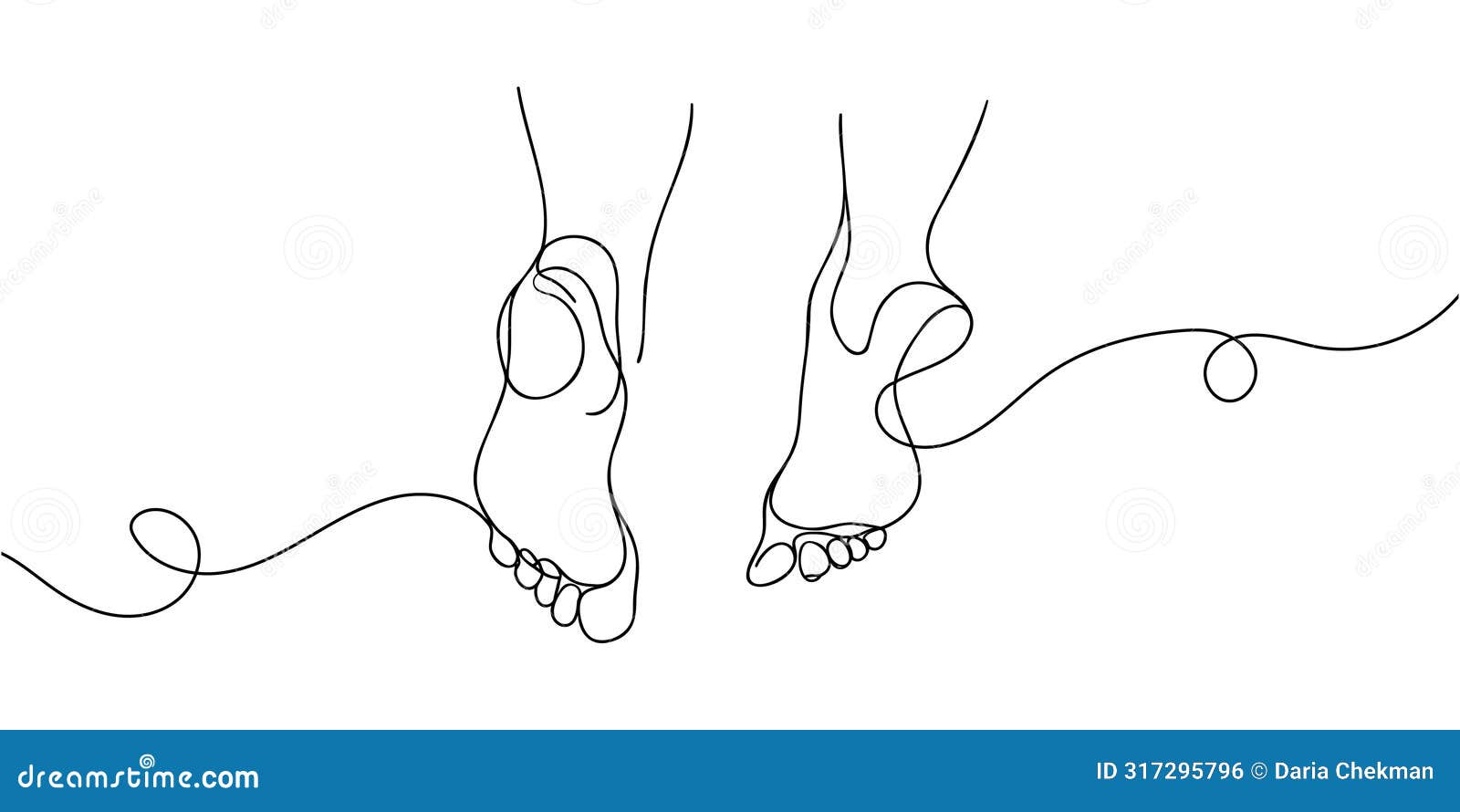 One Continuous Single Line Drawing with Flat Doodles of Leg, Foot Stock ...