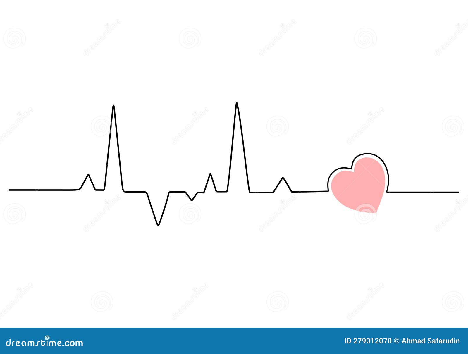 One Continuous Single Line Drawing of Heart Beat Isolated on White ...