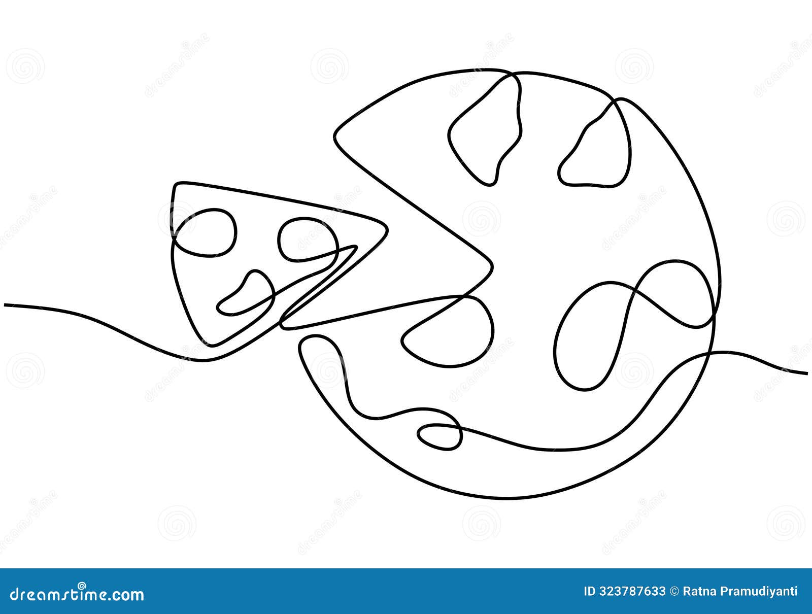 One Continuous Single Line Drawing of Pizza Stock Vector - Illustration ...