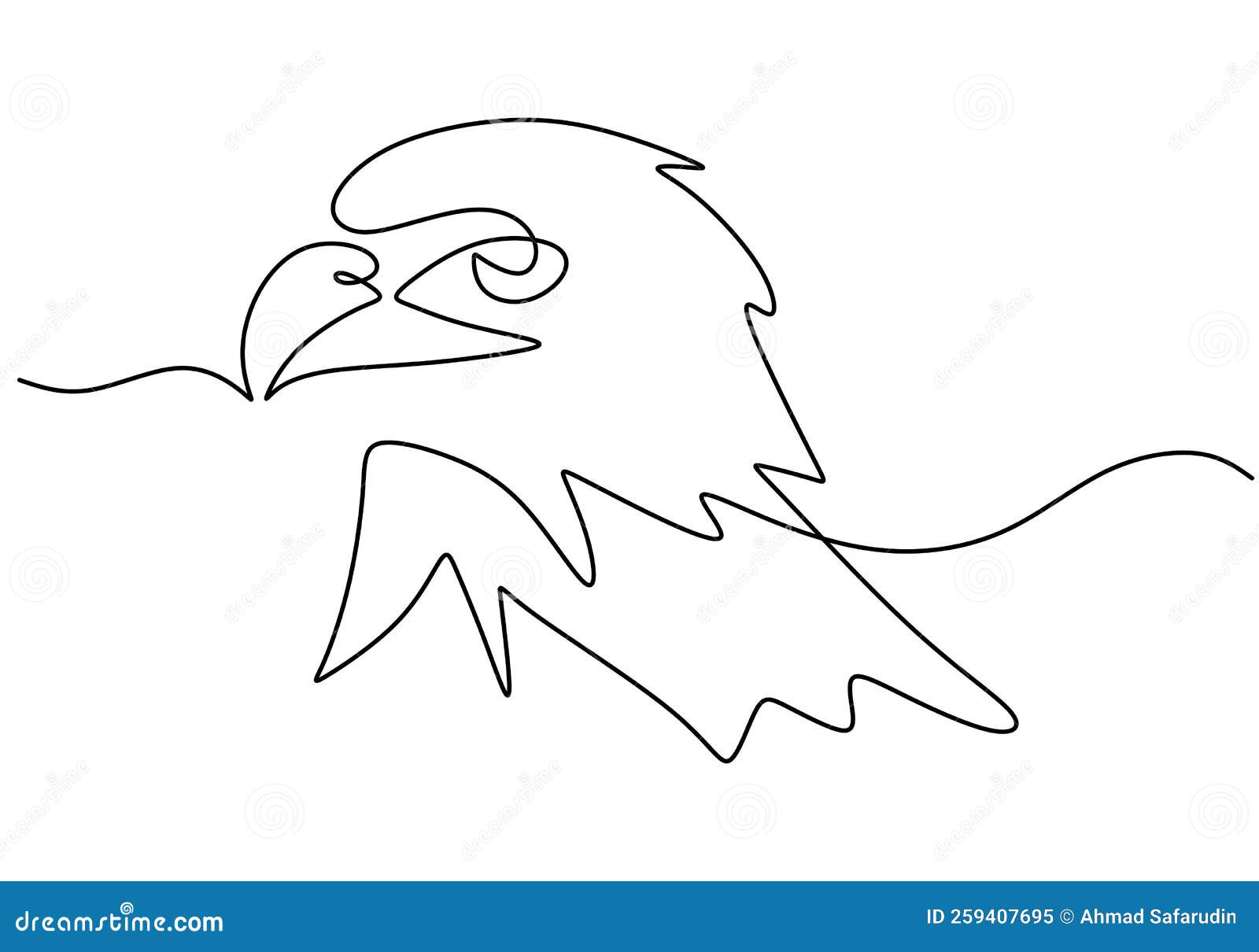 One Continuous Single Line of Eagle Head Isolated on White Background ...