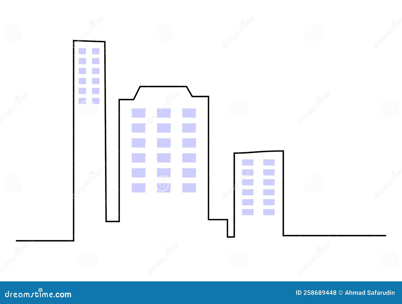 One Continuous Single Line of Establishing Exteriors Building Isolated ...