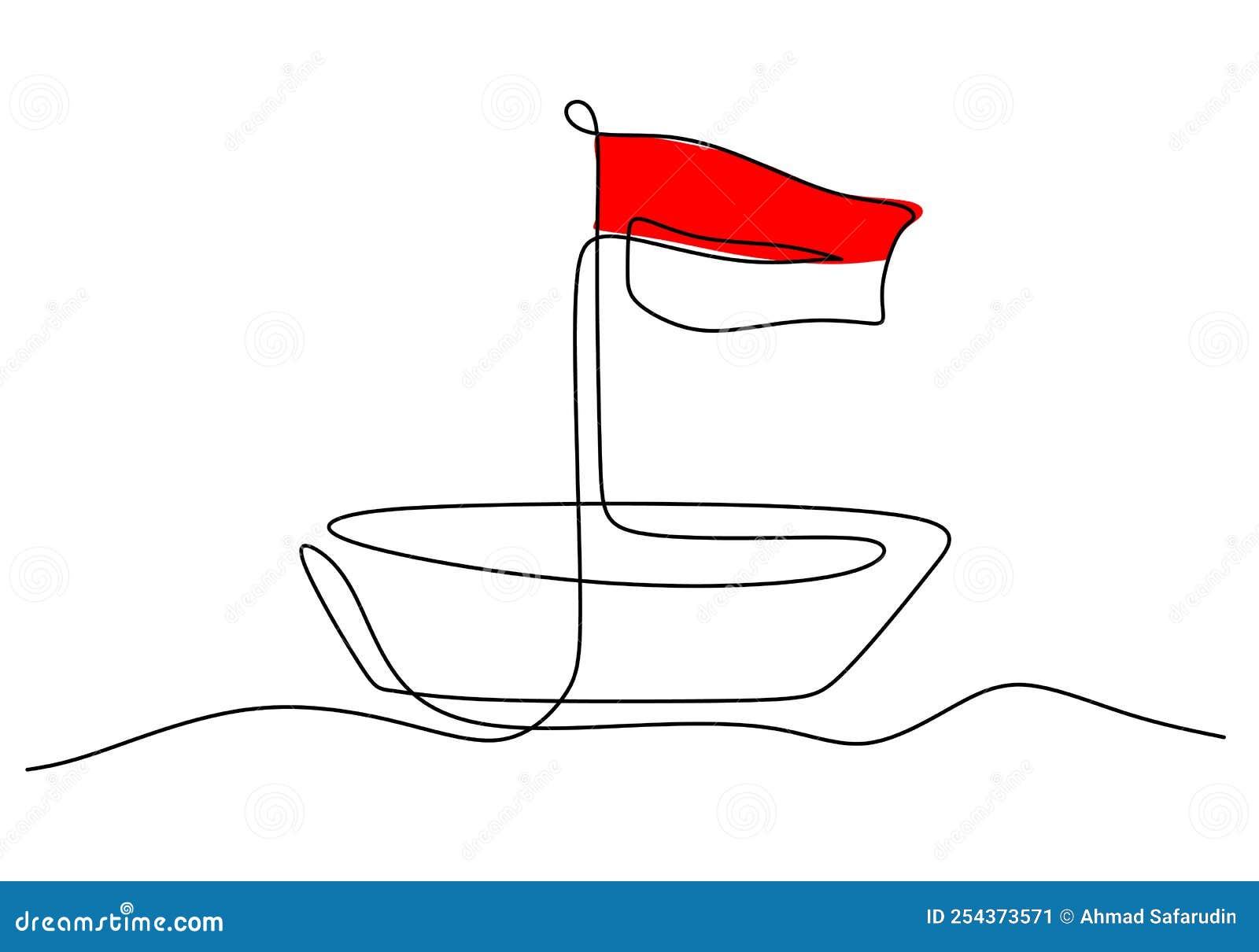 One Continuous Single Line Hand Drawing of Flag on Ship Isolated on ... One Continuous Single Line Hand Drawing of Flag on Ship Isolated on ...