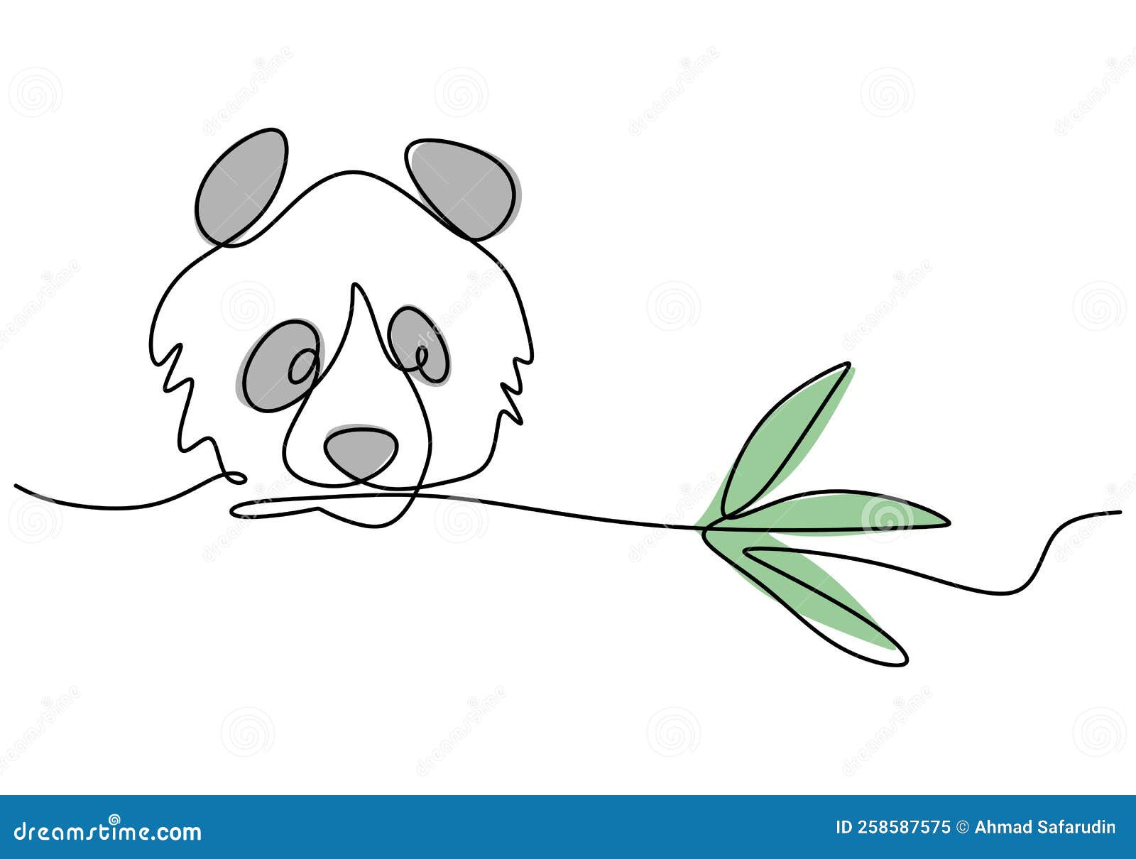 One Continuous Single Line of International Red Panda Day with Bamboo ...