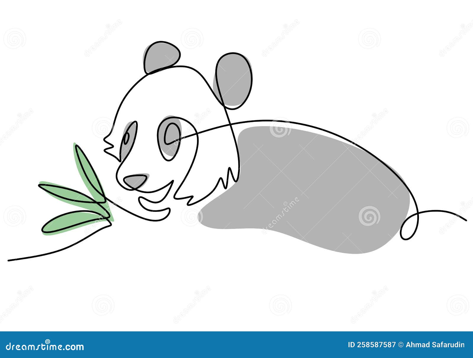 One Continuous Single Line of International Red Panda Day with Bamboo ...