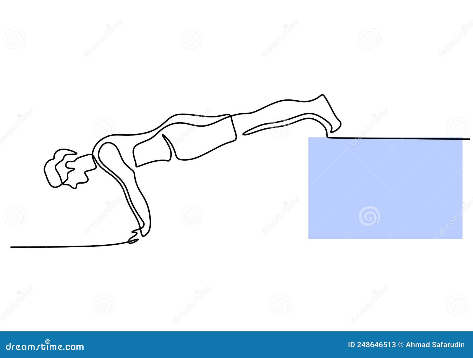 One Continuous Single Line of Man Push Up at Home with Chair Isolated ...