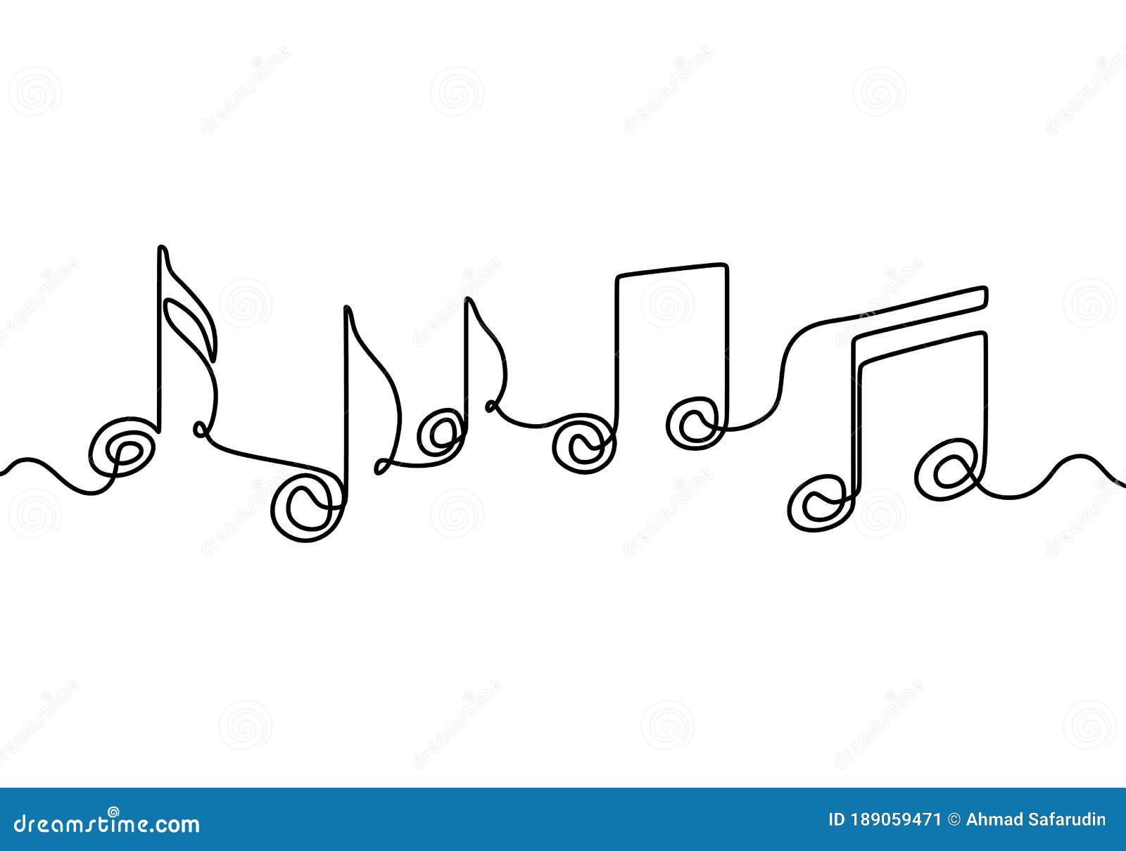 One Continuous Single Line of a Treble Clef is Drawn by a Single Black ...