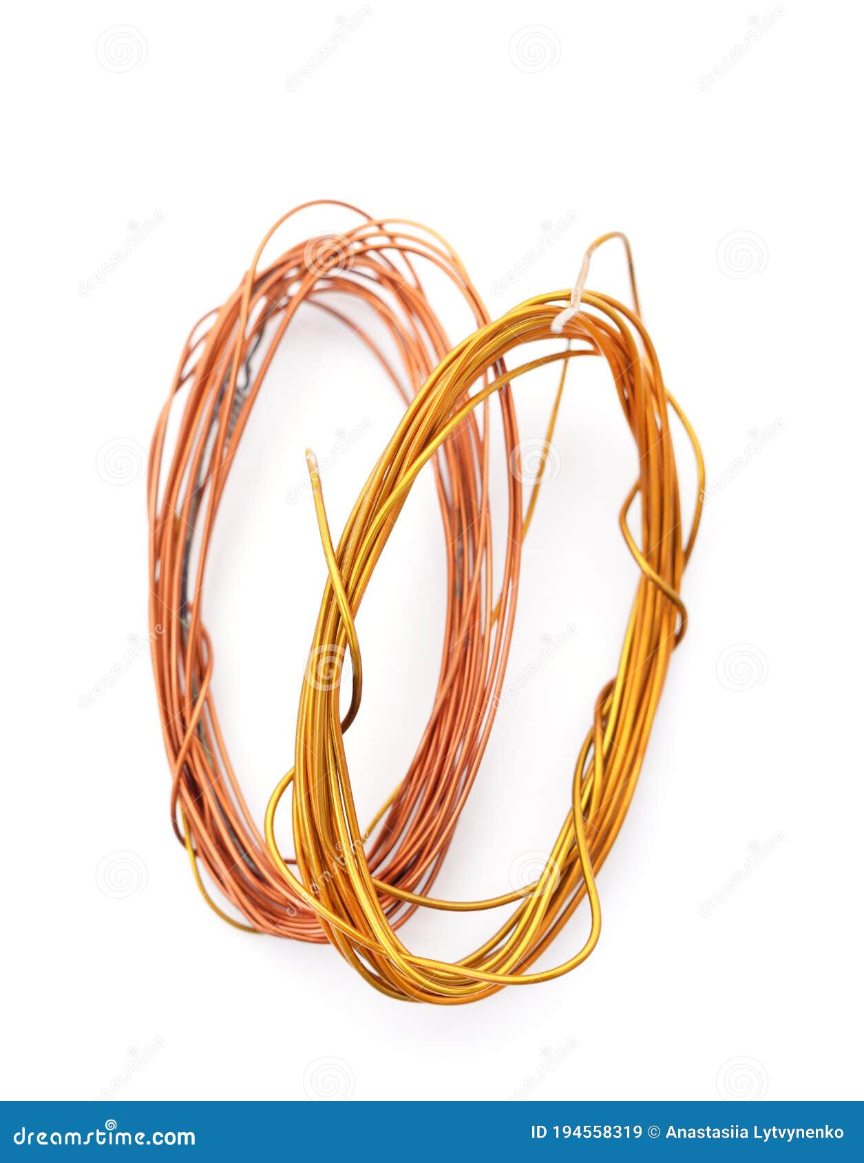 One copper wire stock image. Image of gold, light, connection - 194558319