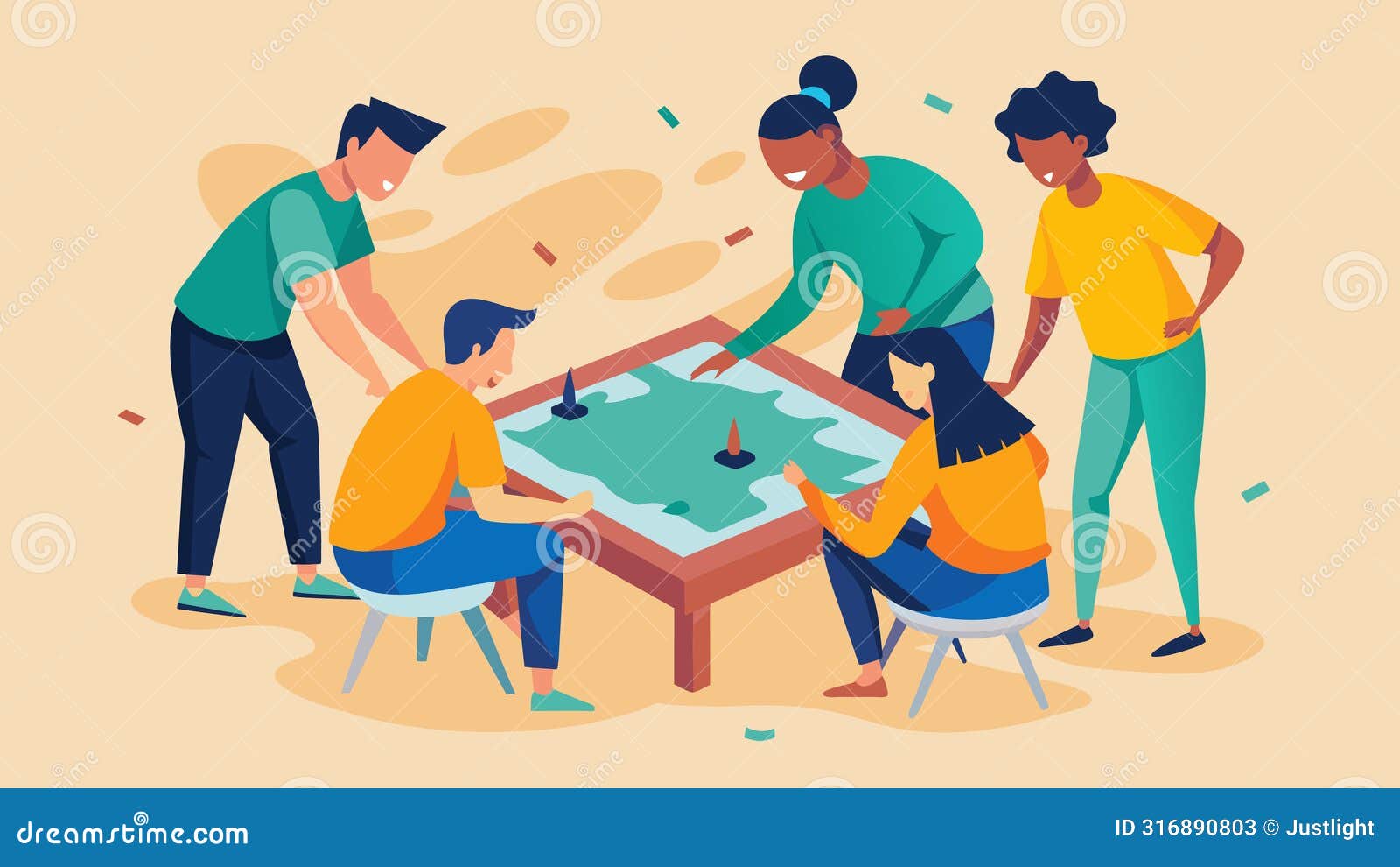 In One Corner A Group Huddles Around A Chipped Coffee Table Learning ...