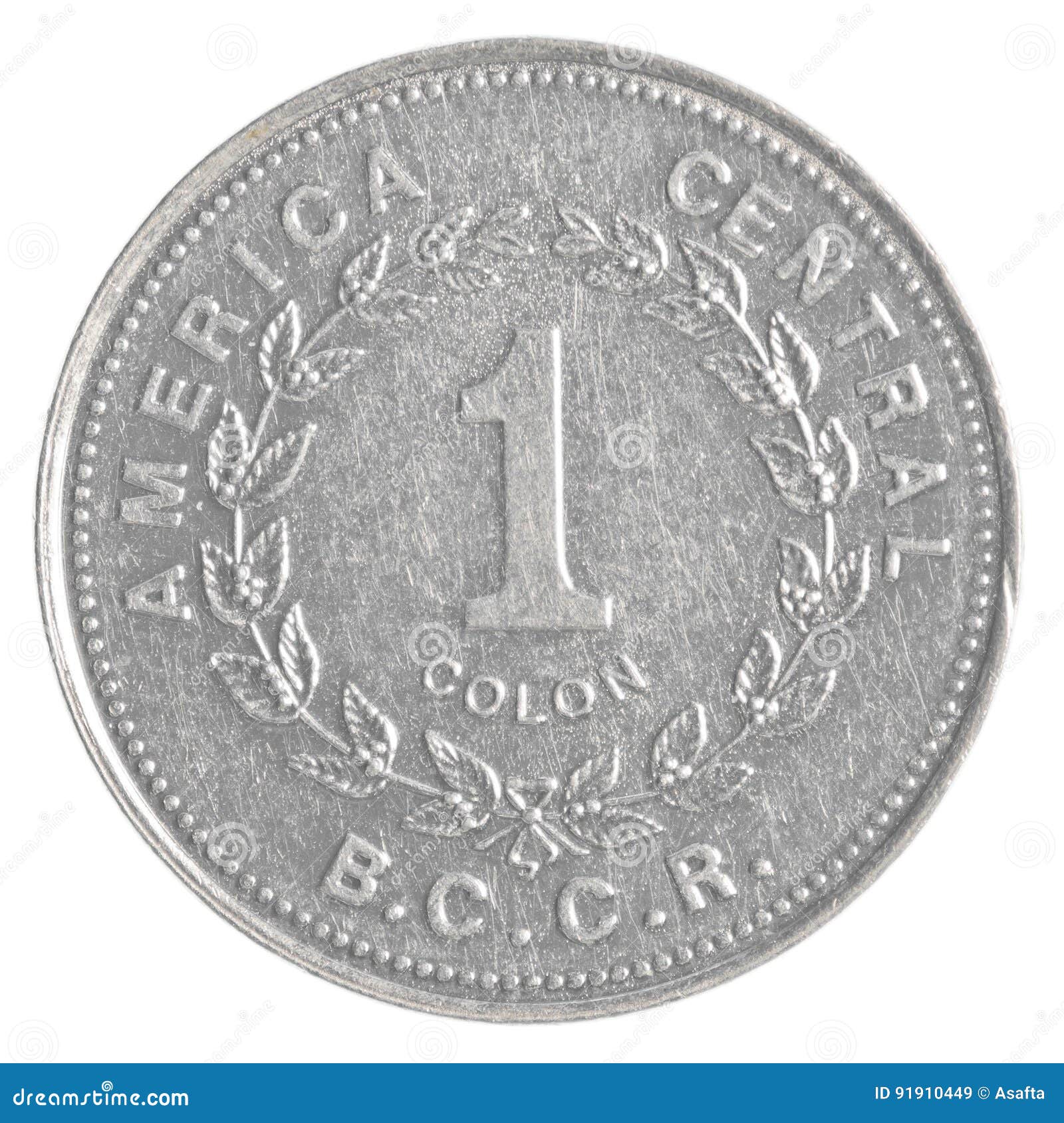 One Costa Rican Colon coin stock image. Image of colones - 91910449
