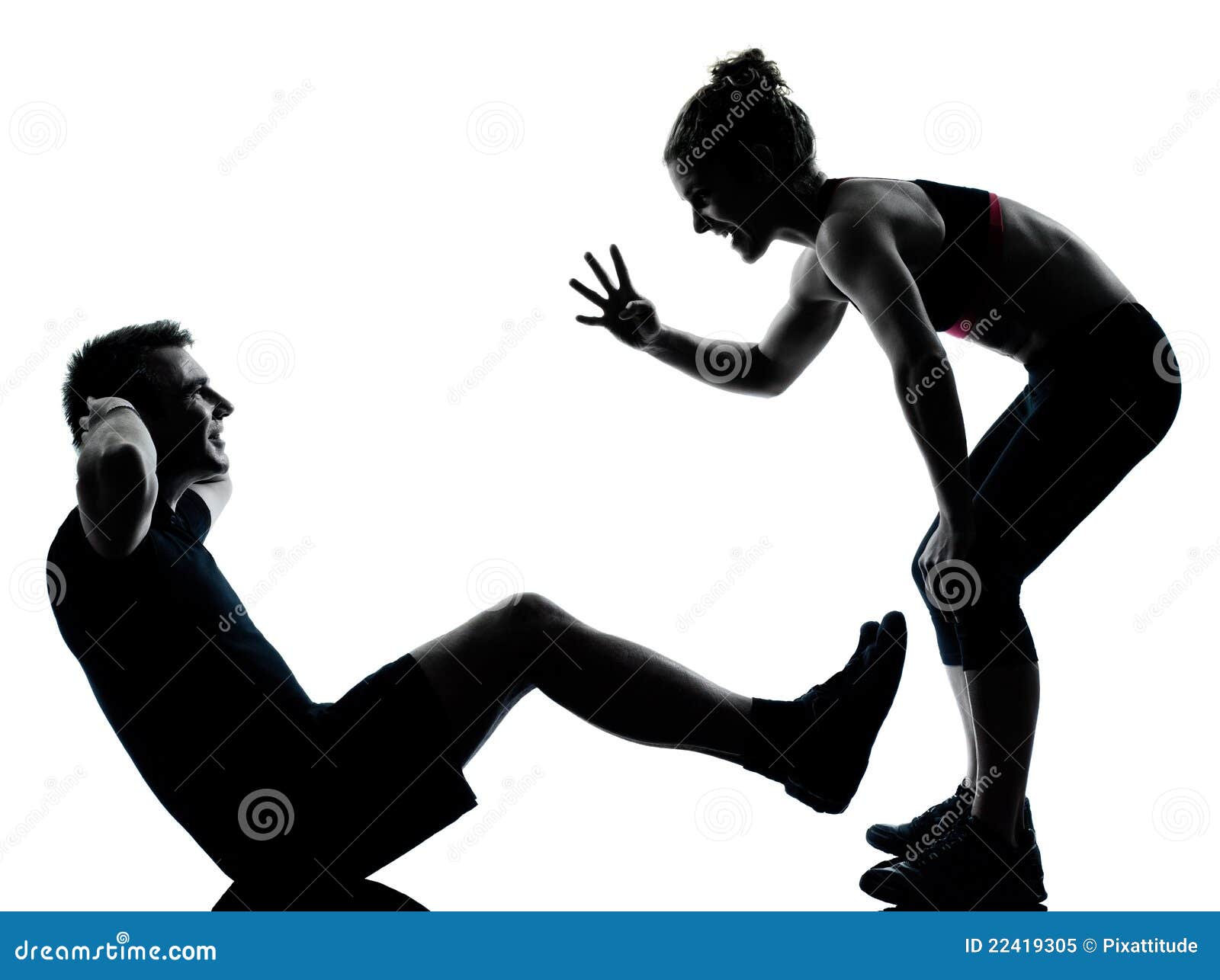 One Couple Man Woman Exercising Workout Fitness Stock Image Image Of Body Female 22419305