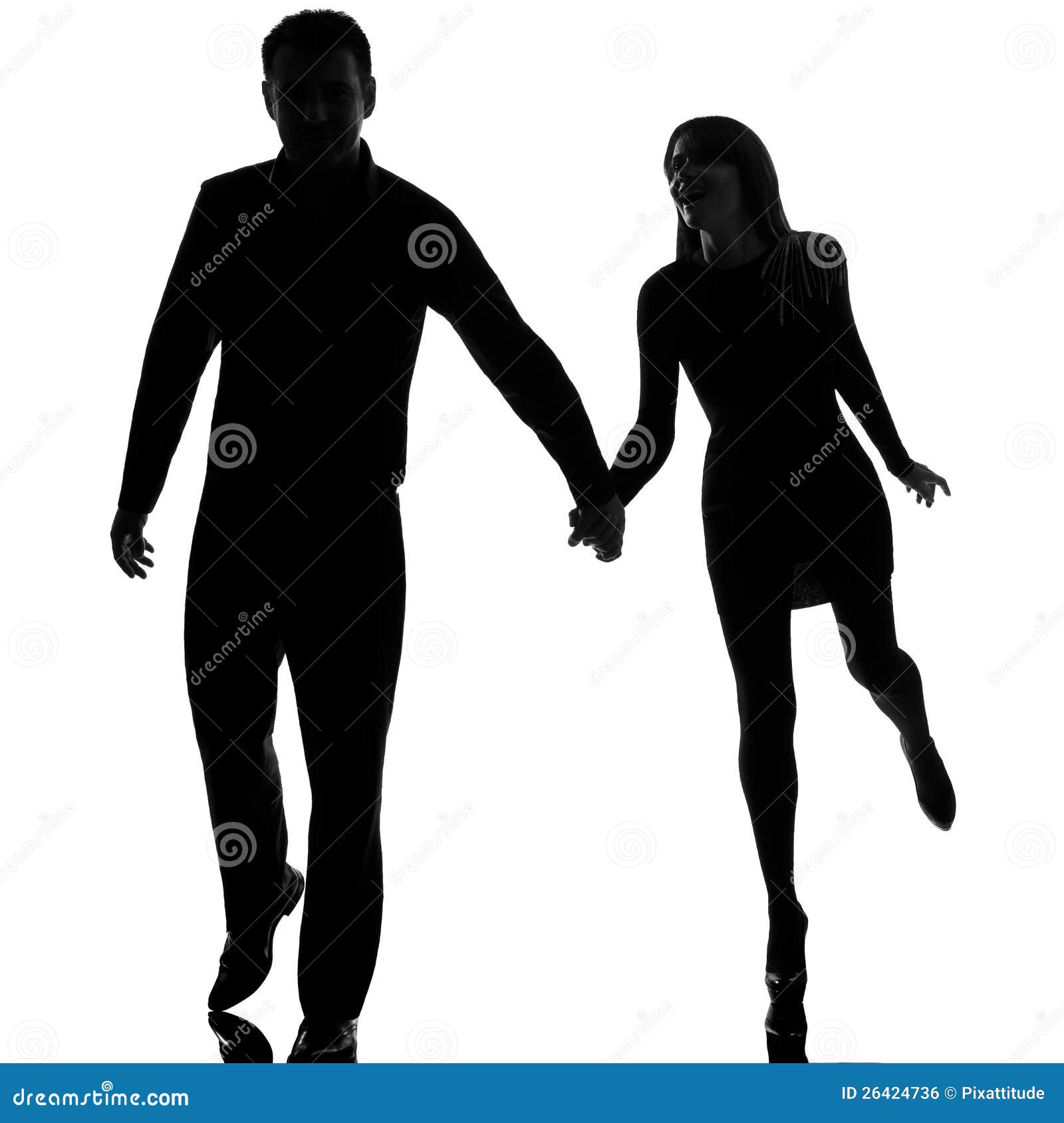 One Couple Man And Woman Running Hand In Hand Royalty-Free Stock Image ...