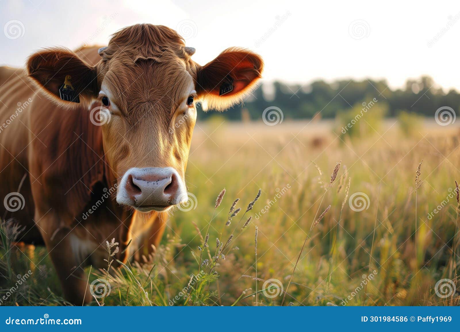 One Cow in a Field, Summer Day. Stock Photo - Image of closeup, field ...