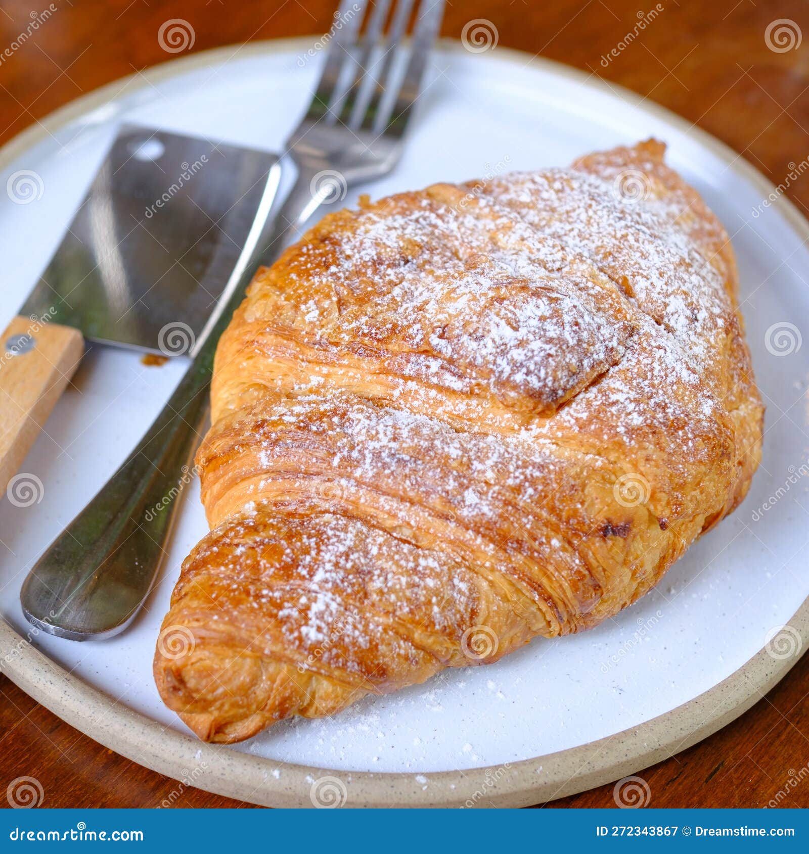 One croissants on white stock image. Image of sweet - 272343867