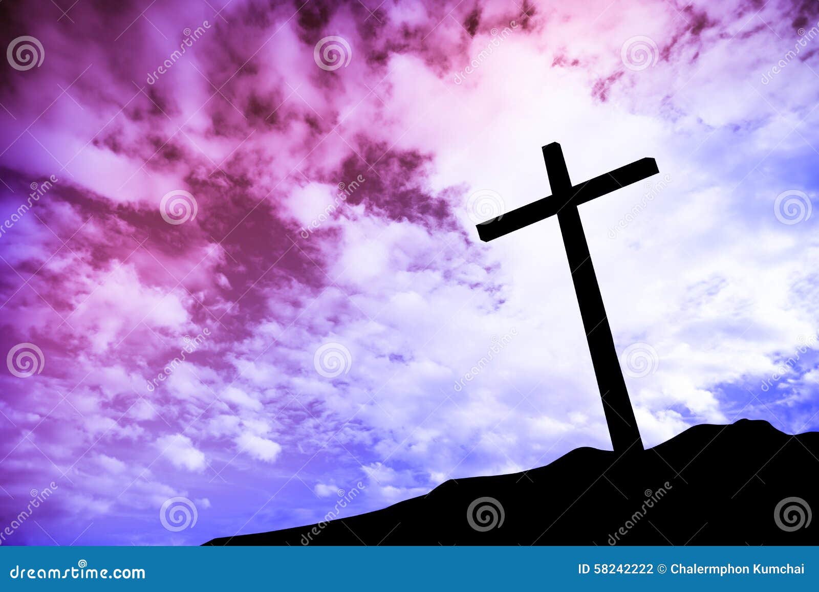 One cross on a hill stock photo. Image of peace, catholicism - 58242222