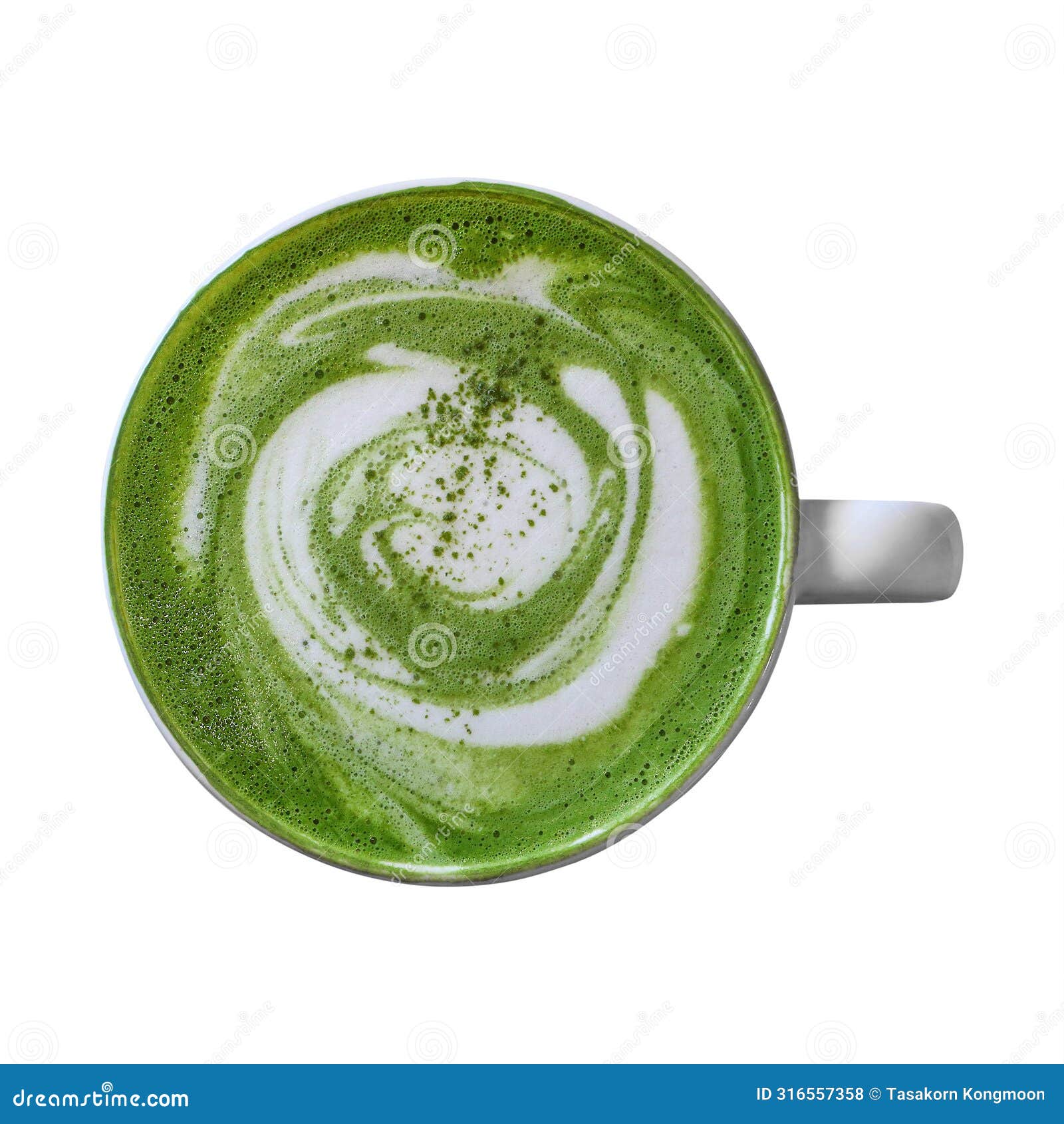 One Cup of Hot Matcha Latte Isolated on White Stock Photo - Image of ...