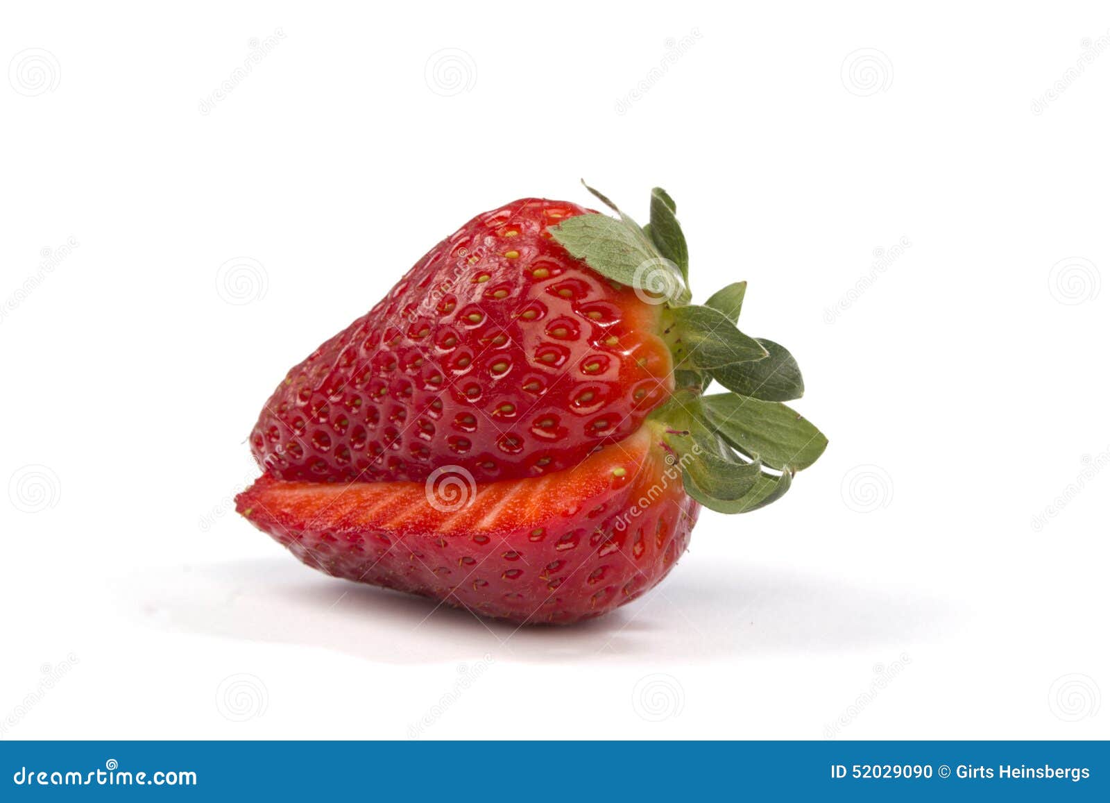 One Cut in Halfs Strawberry on White Stock Photo - Image of closeup ...