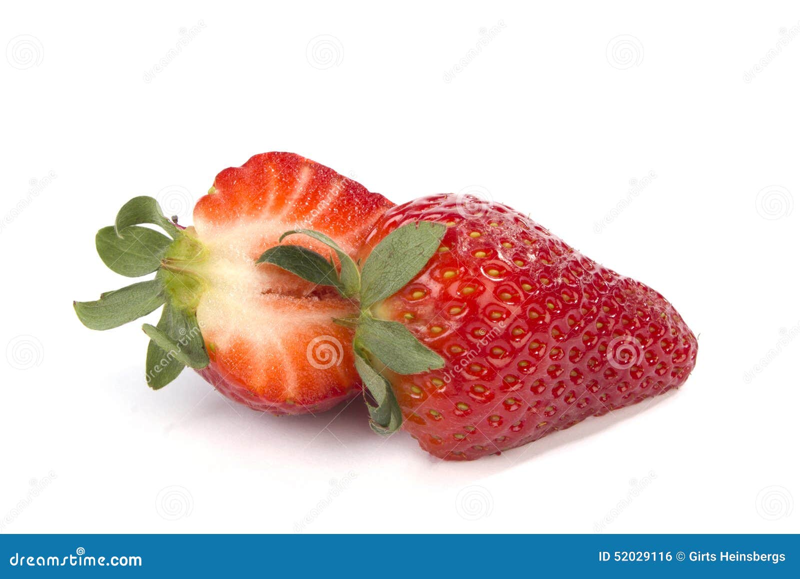 One Cut In Halfs Strawberry On White Stock Photography | CartoonDealer ...