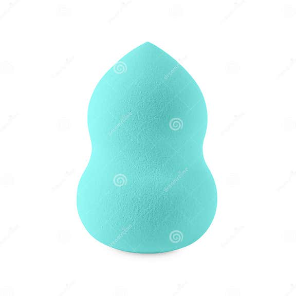 One Cyan Makeup Sponge Isolated on White Stock Photo - Image of ...