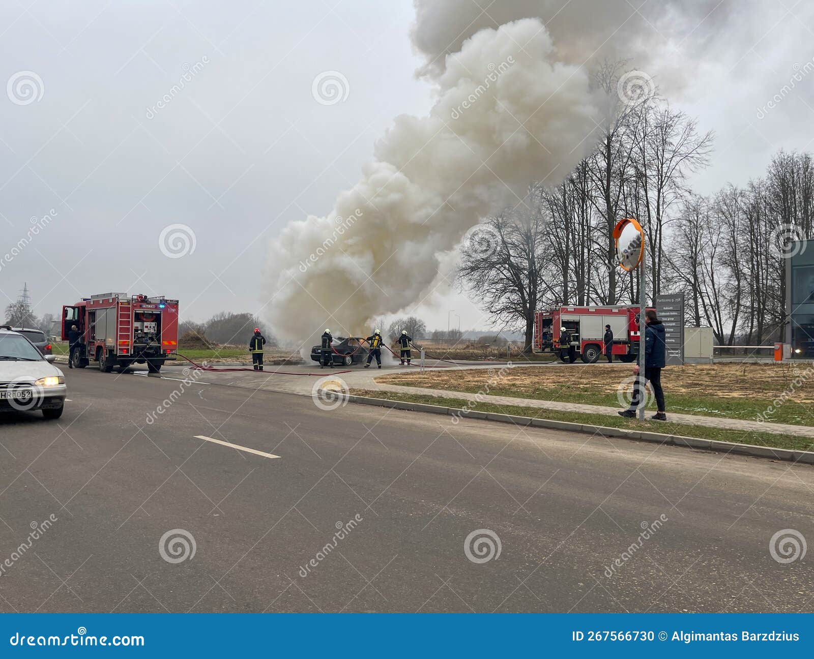One Day, a Car Catches Fire in the City of Kaunas 01 26 2023 Editorial ...