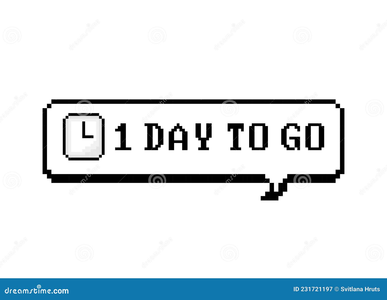 One Day Countdown Go in Speech Bubble. Pixel Design. Vector ...