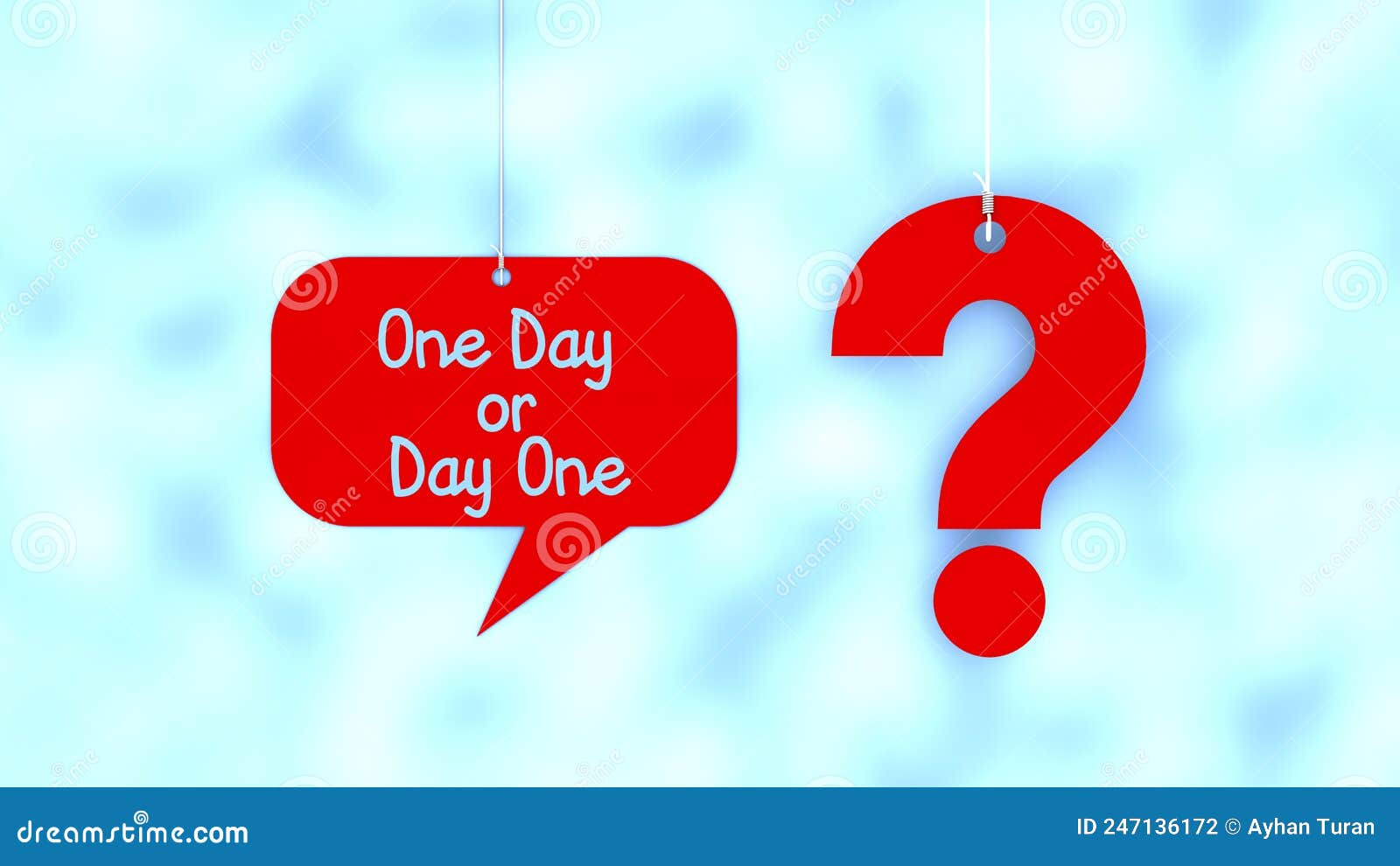 One Day or Day One Concept and 3d Render. Stock Illustration ...