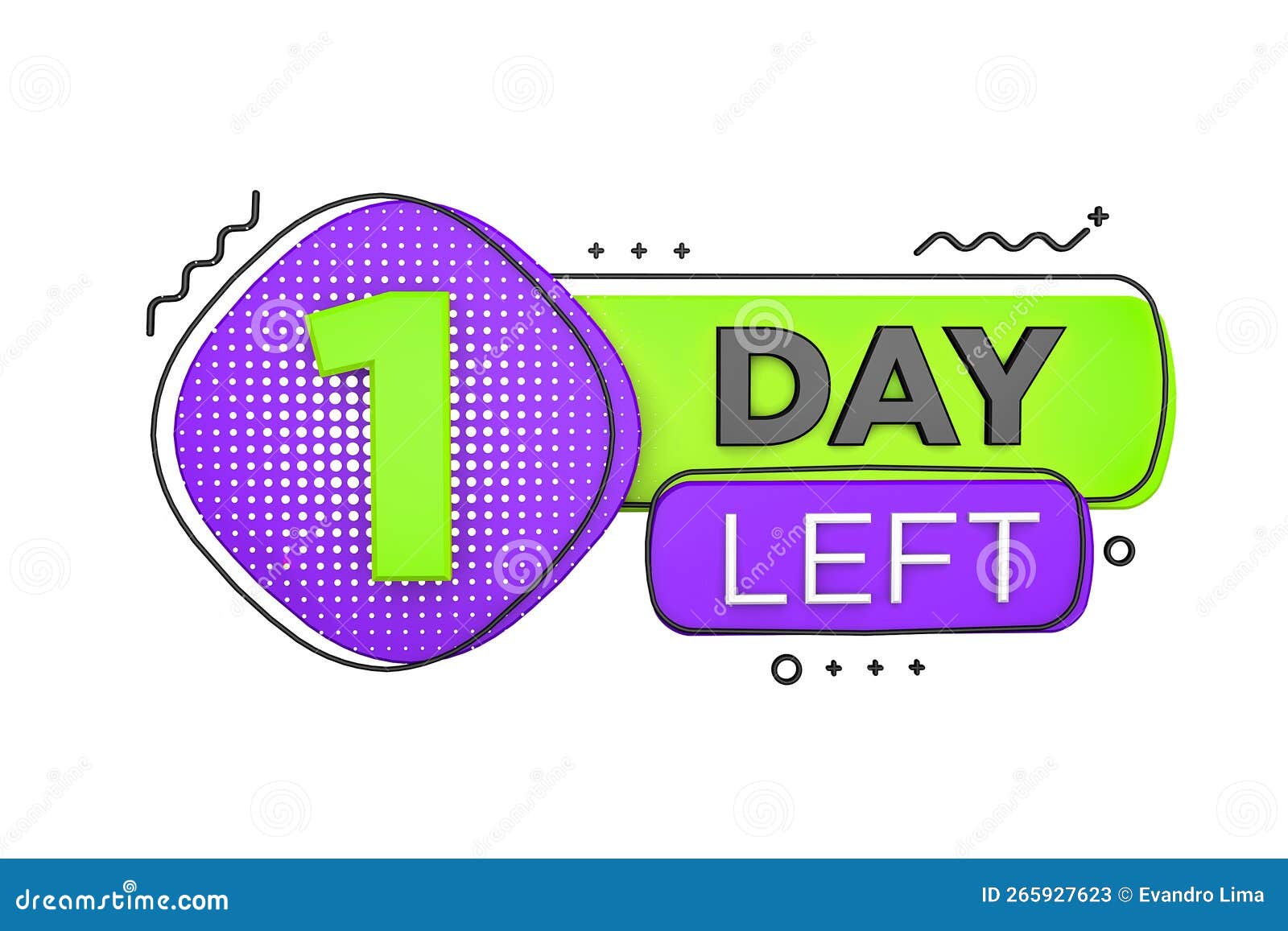 One Day Left. Left Days Countdown Banner in 3D. Sales Time Count Stock ...