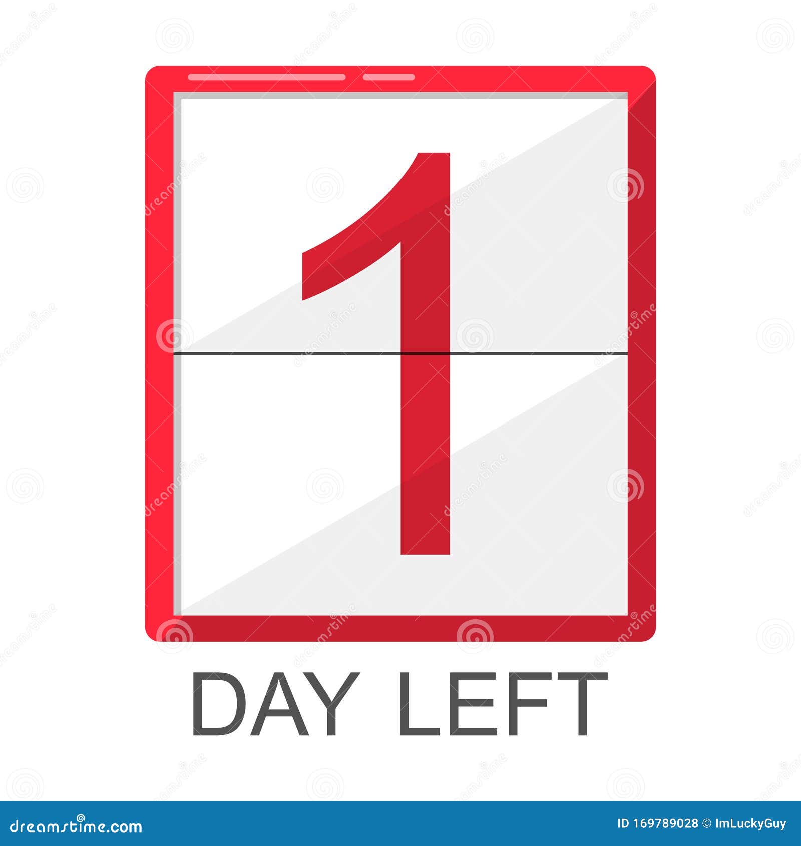 One Day Left Red Board. Vector Isolated Element Stock Illustration ...