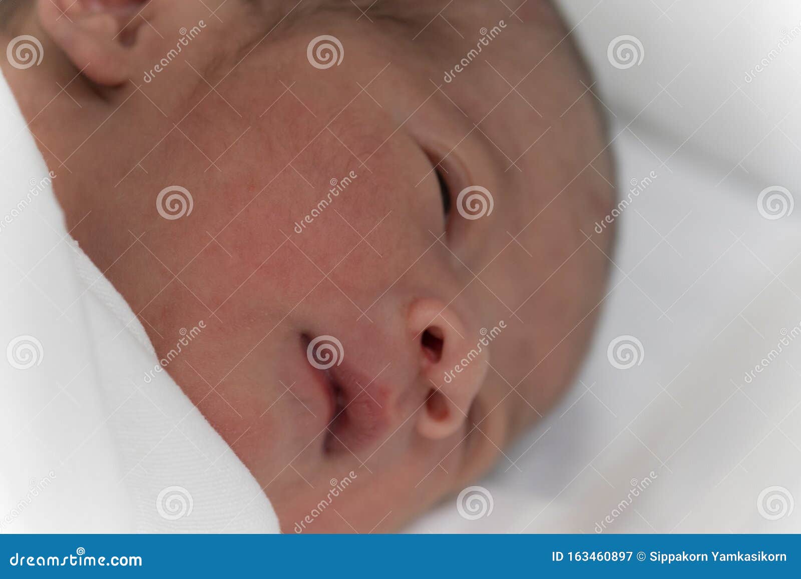 One day old, newborn baby. stock image. Image of adorable - 163460897