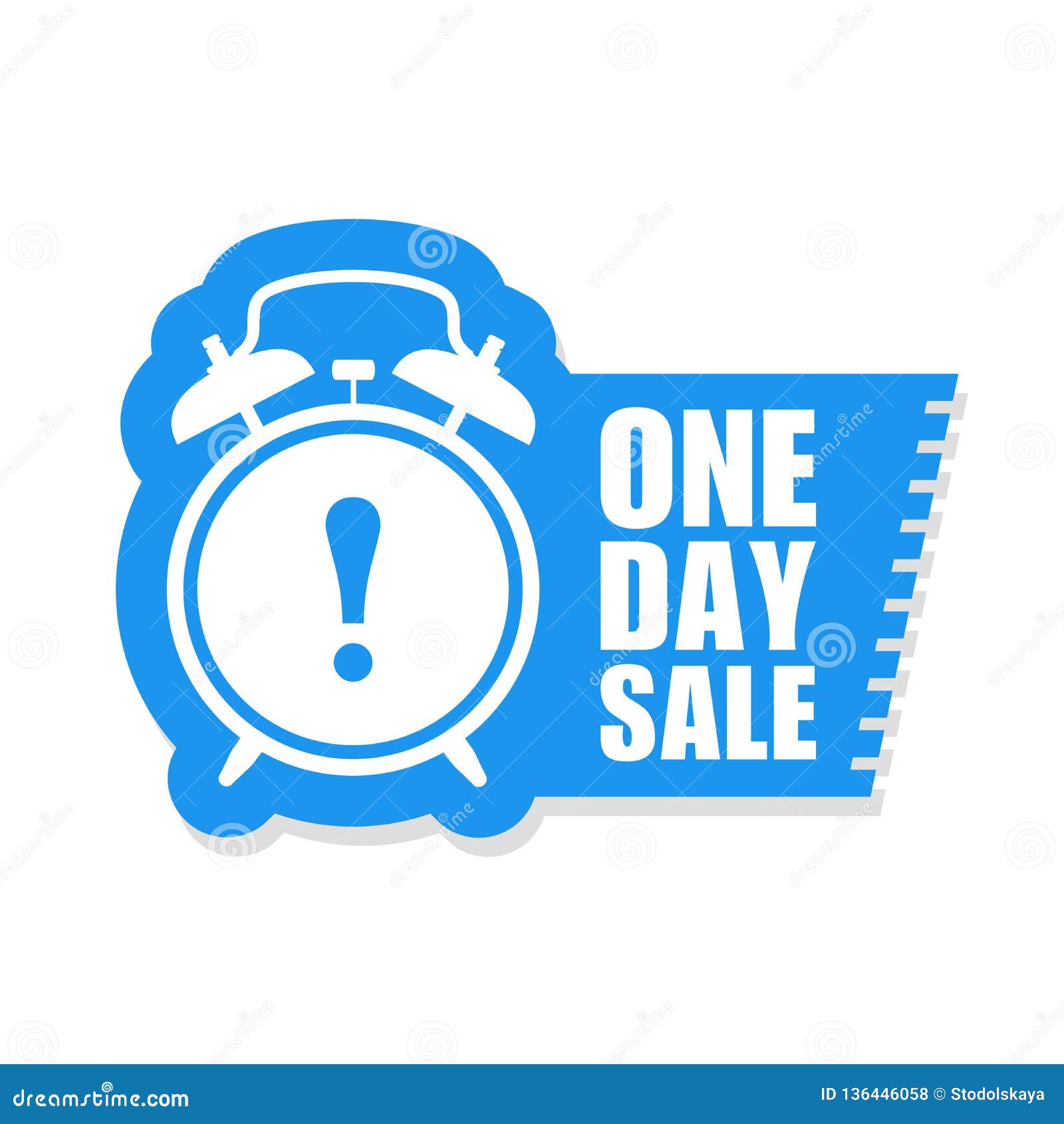 One Day Sale Sticker or Label - Sale Alarm Clock Stock Vector ...