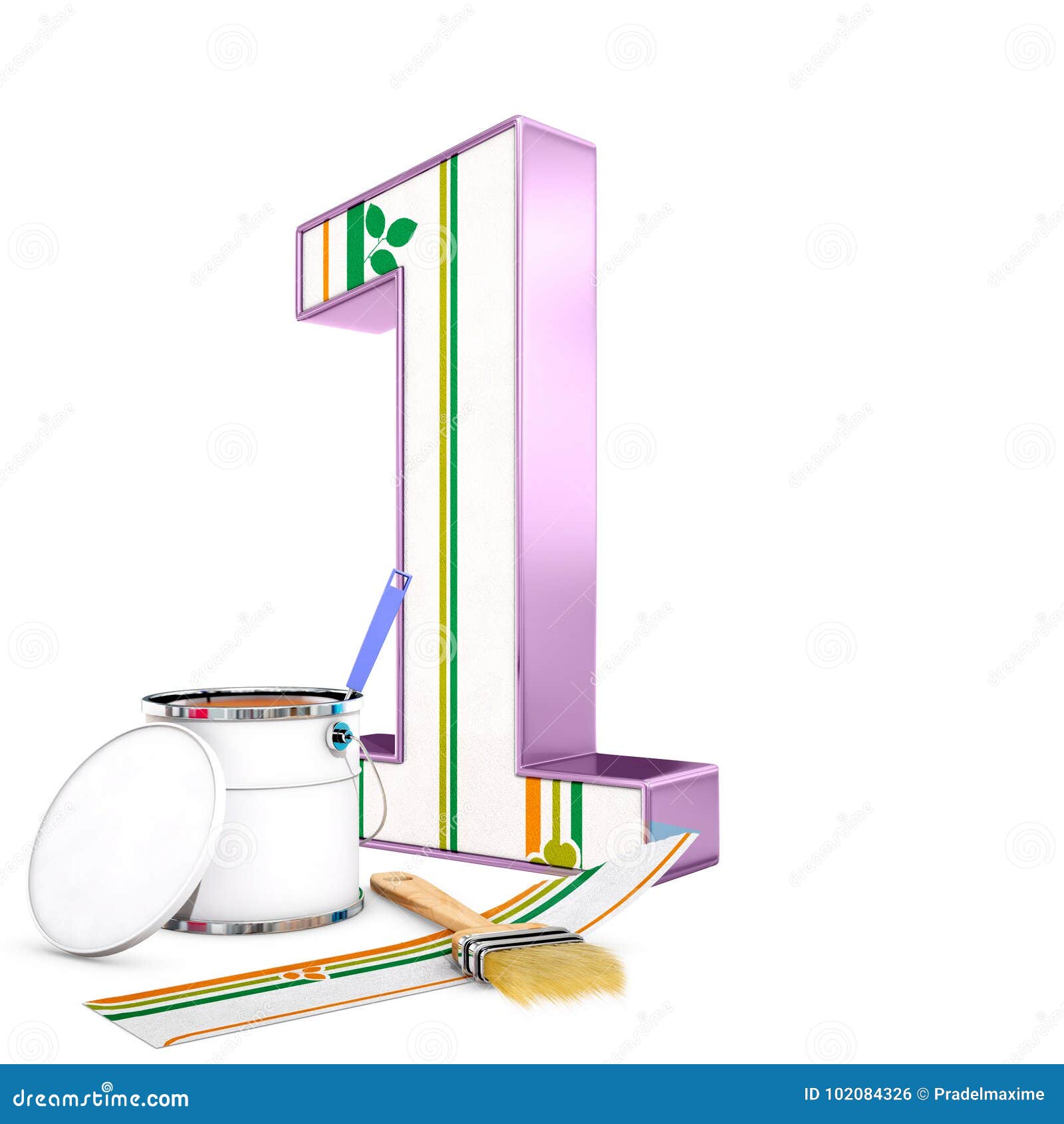 `one` Decorated Number with Renovation Tools Stock Illustration ...