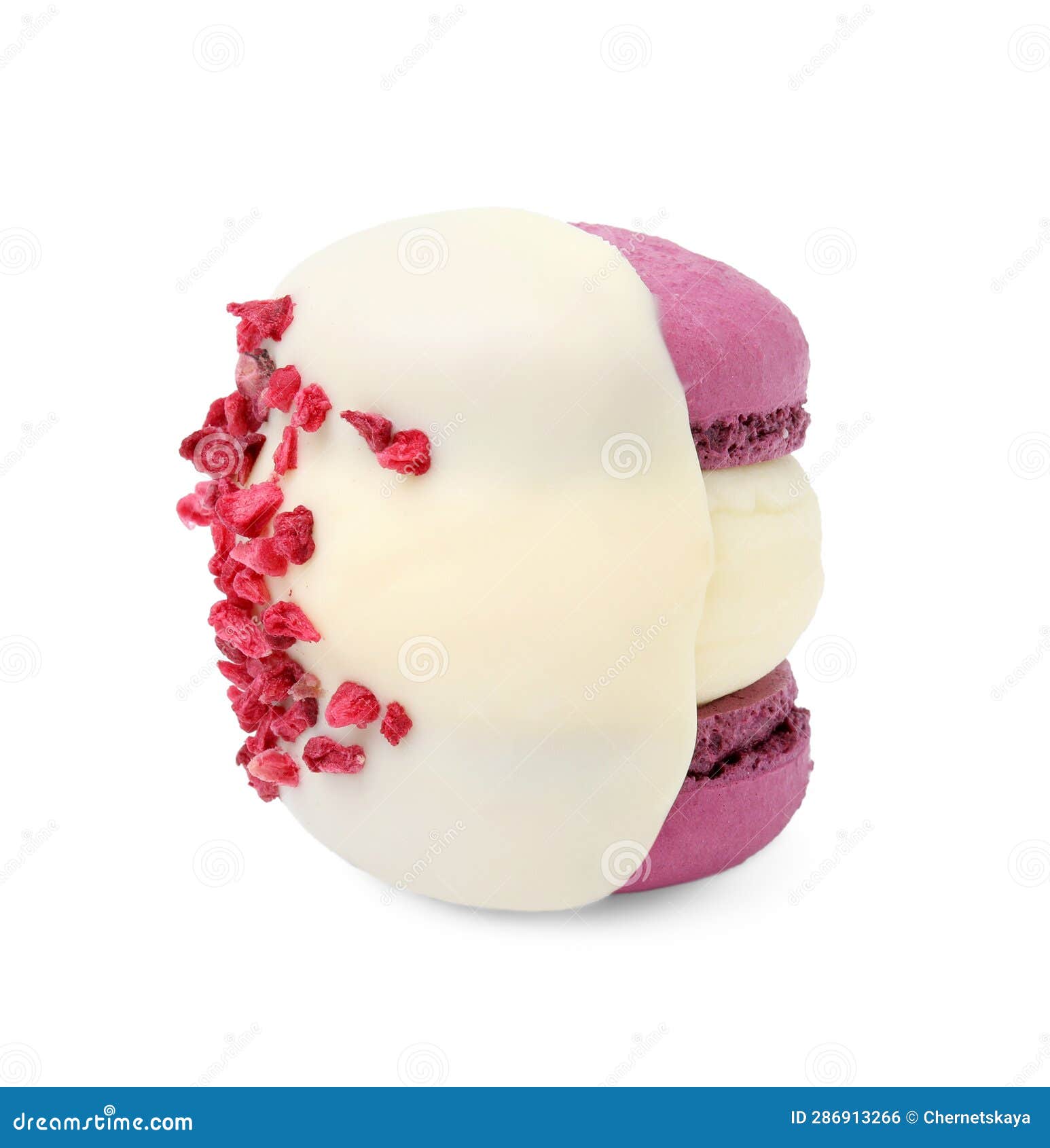 One Delicious Sweet Macaron Isolated on White Stock Photo - Image of ...